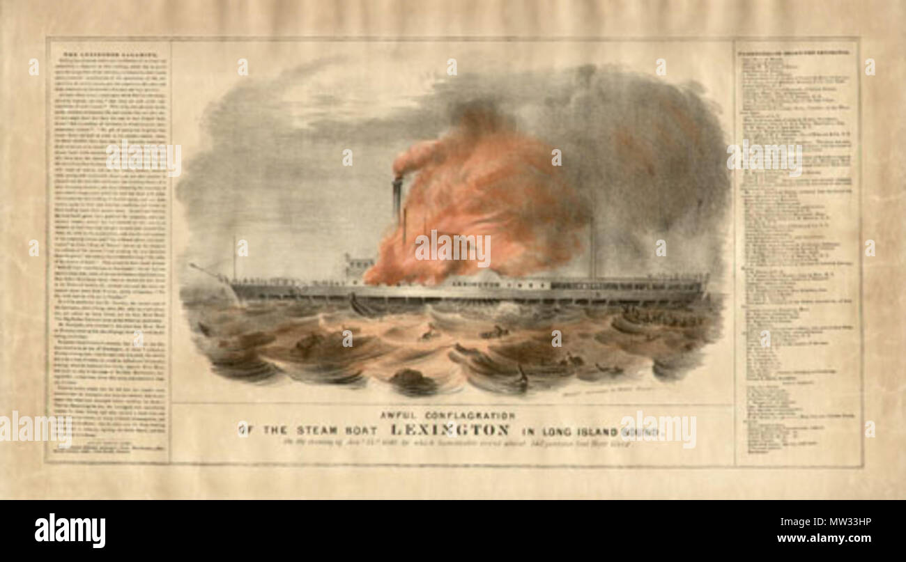 . Awful Conflagration of the Steam Boat Lexington in Long Island Sound ...