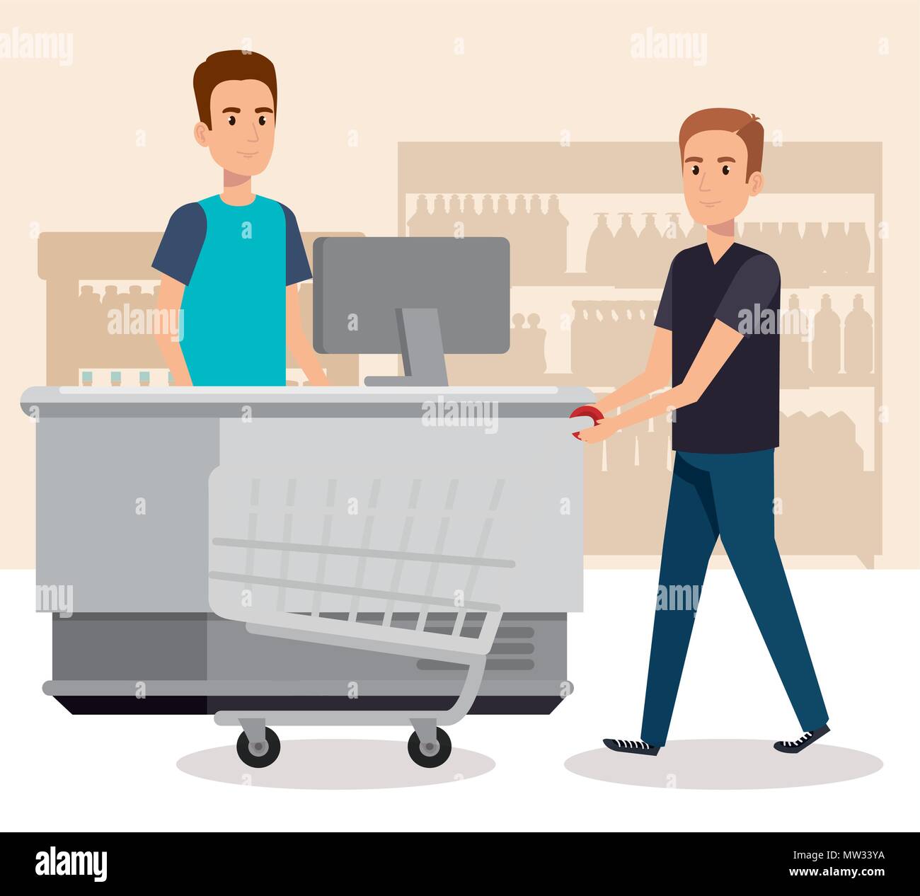 Boy cash pay counter Stock Vector Images - Alamy