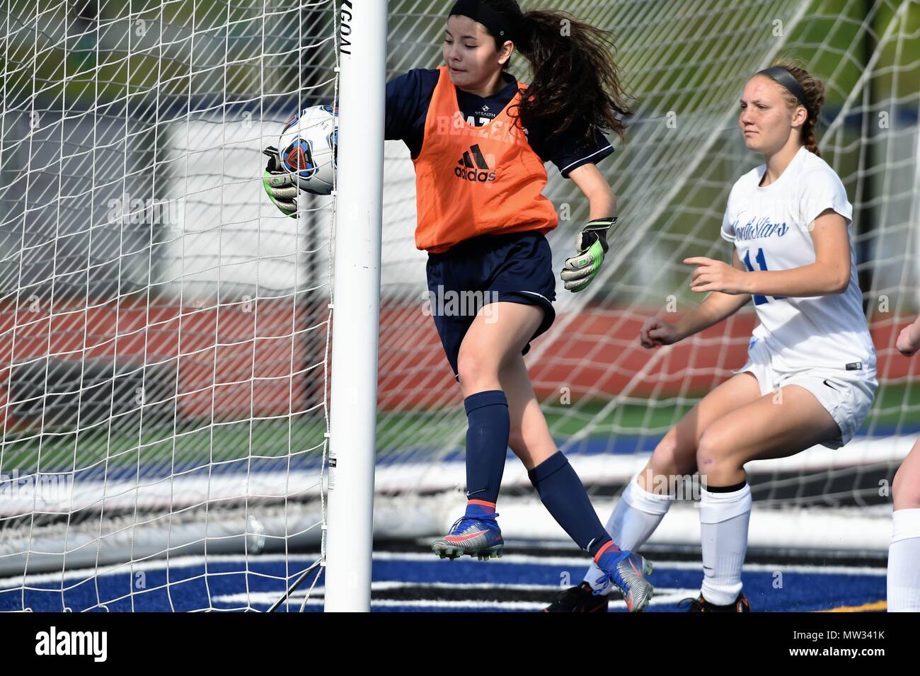 Keeper is unable to keep a shot from crossing the goal line. USA Stock ...