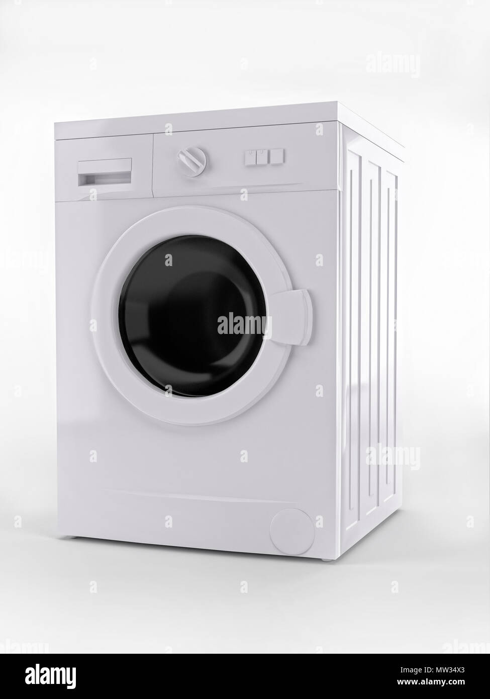 White washing machine on white background Stock Photo - Alamy