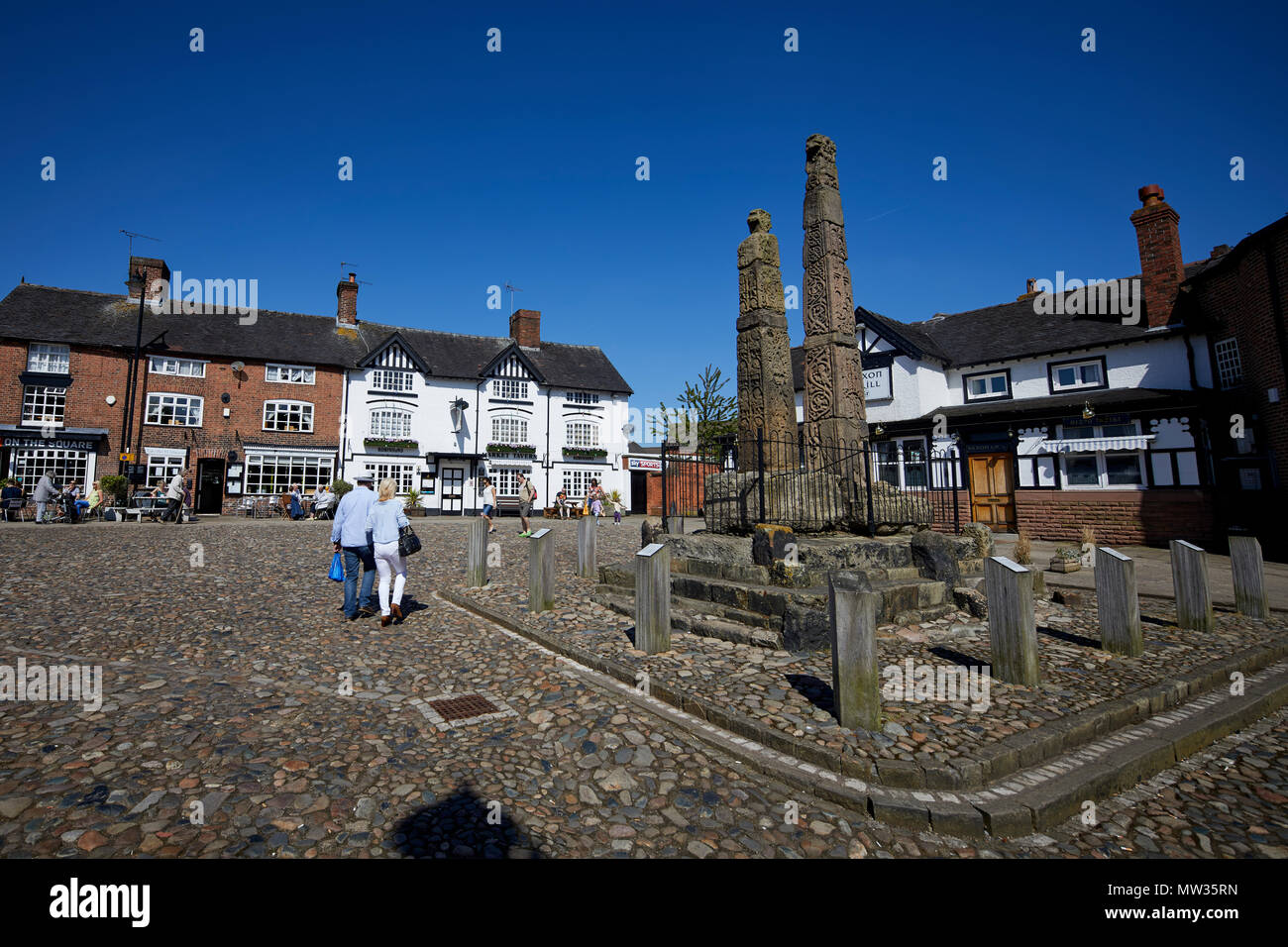 Sunny day at Cheshire East market town Sandbach, Sandbach 9th-century ...