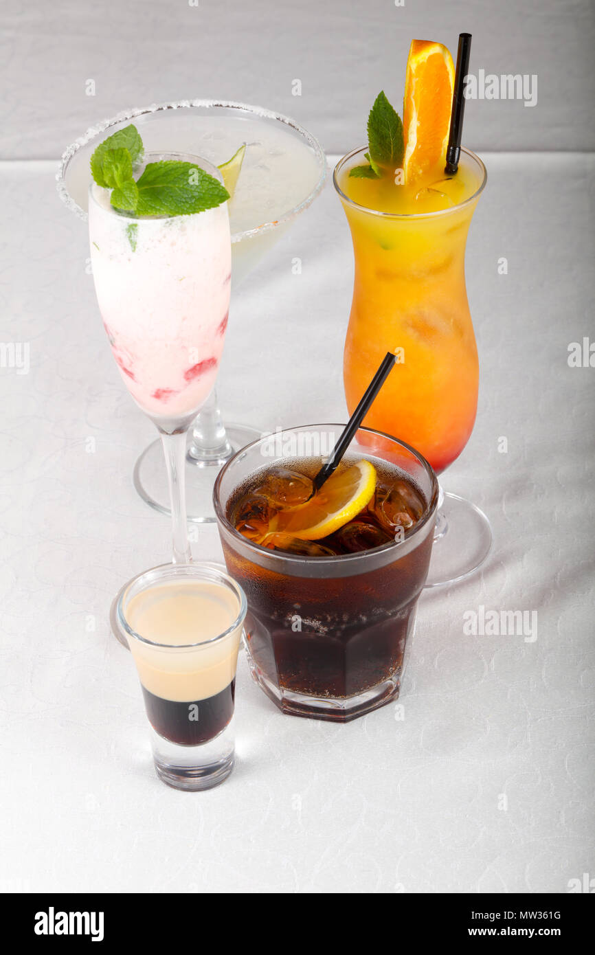 Alcoholic cocktails assortment Stock Photo - Alamy