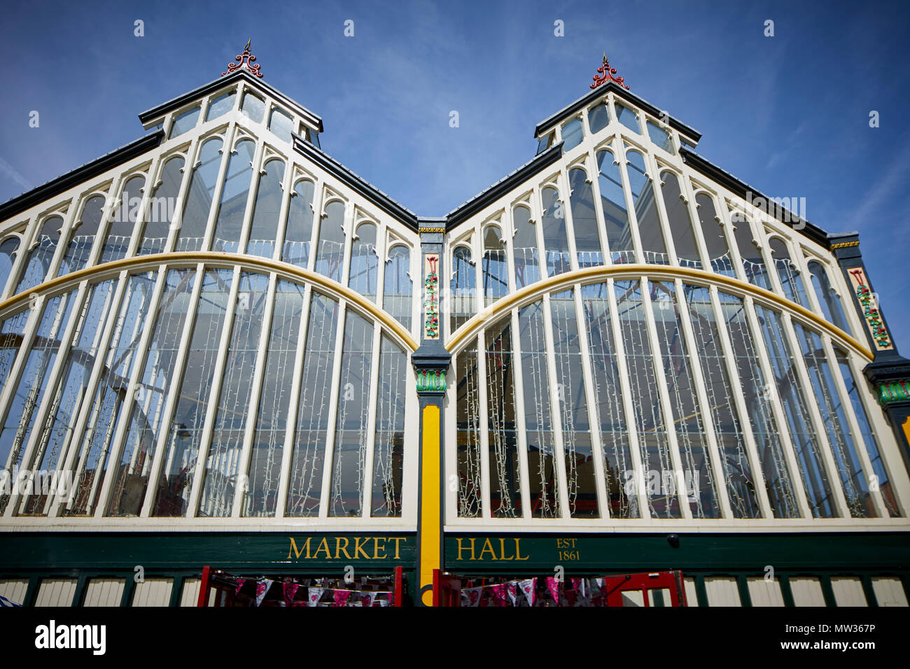 Stockport Town centre's Old Town Market Hall indoor market Stock Photo ...