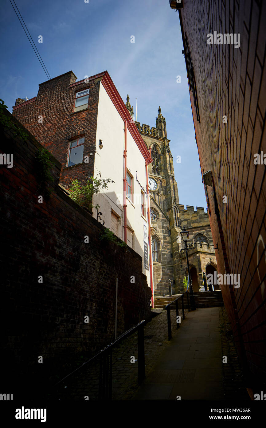 Stockport Town centre's Old Town Millgate historic buildings landmark ...
