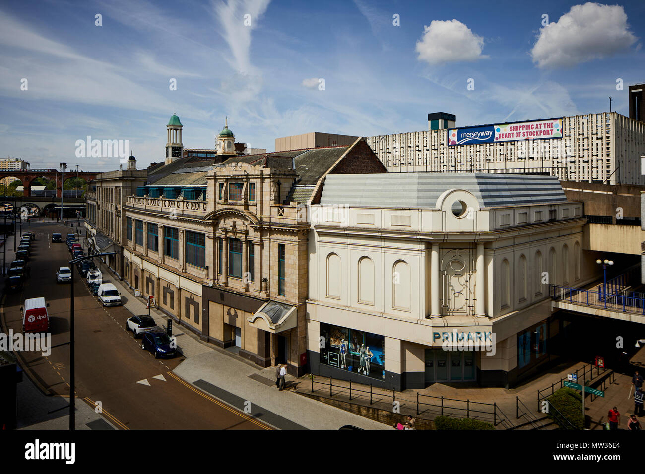 Stockport Town centre's Great Underbank, Primark building in the old ...