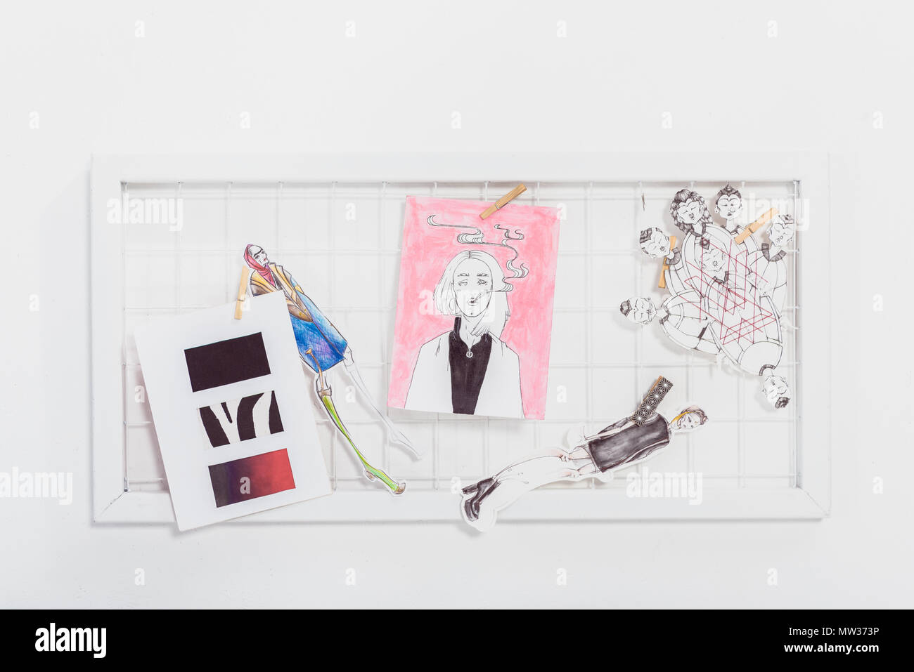 Mood board with fashion sketches and illustrations Stock Photo - Alamy