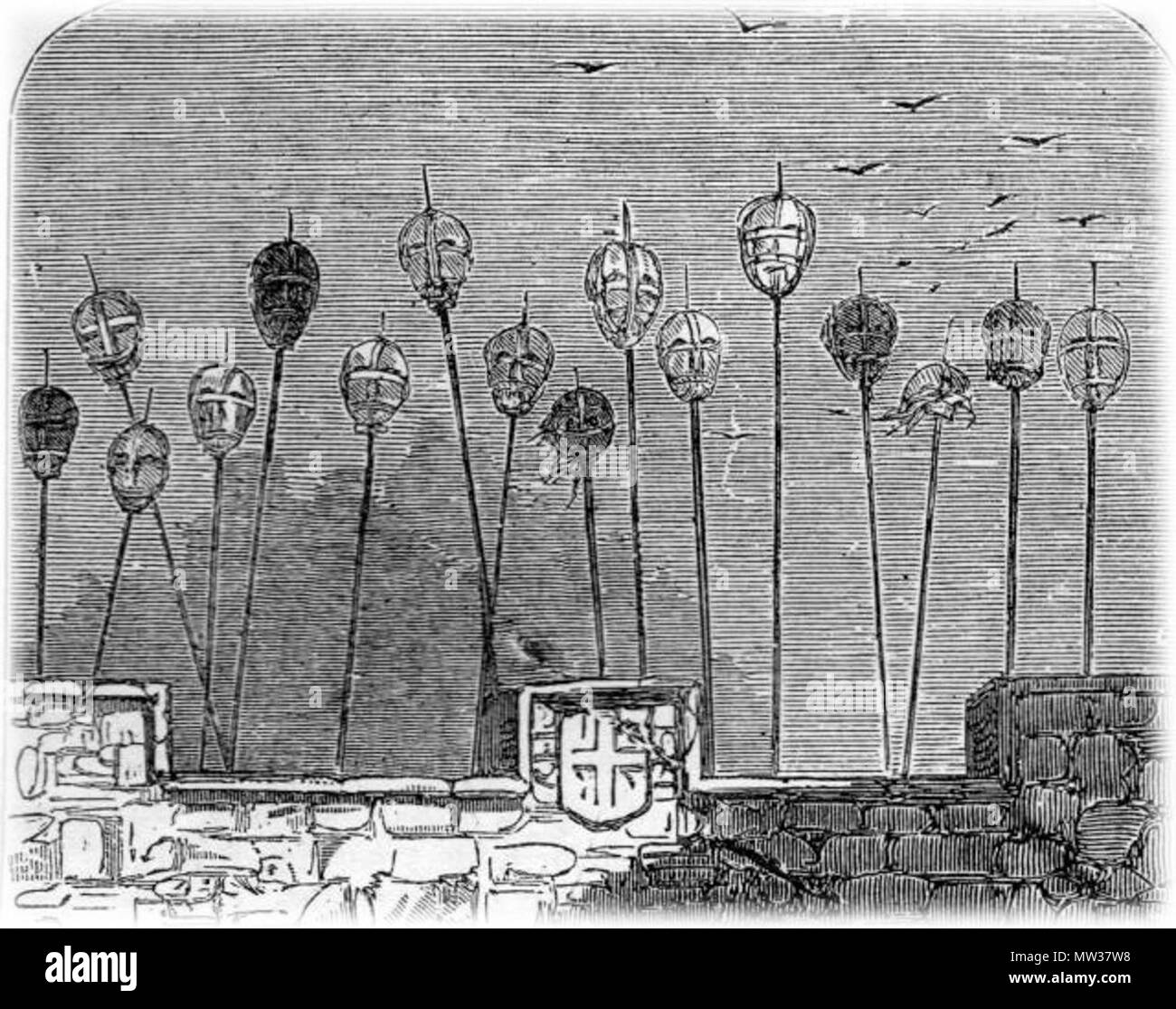 Old London Bridge Heads High Resolution Stock Photography and Images ...