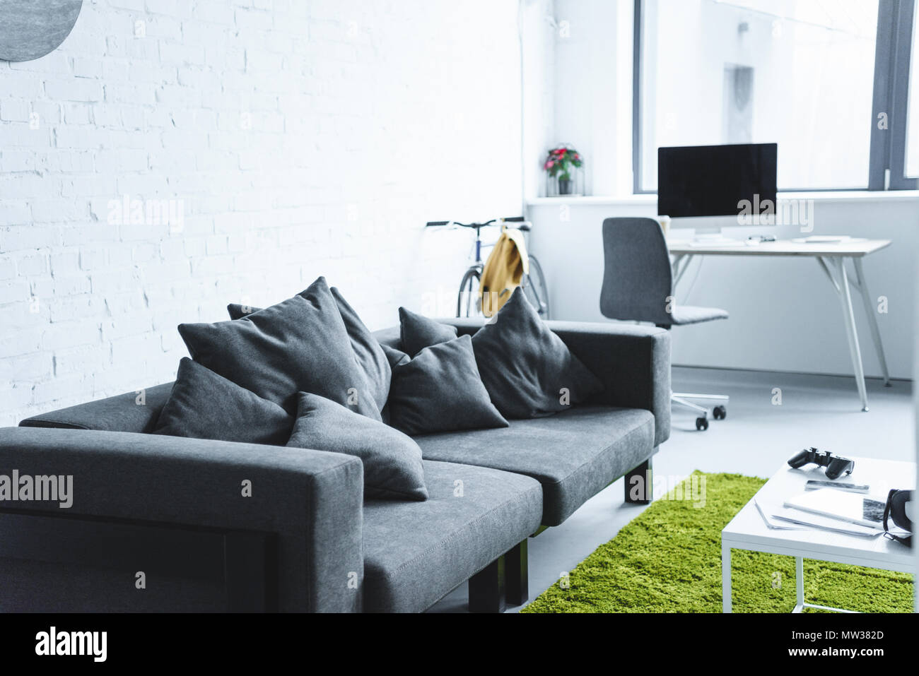 Modern home office with digital gadgets and computer Stock Photo - Alamy