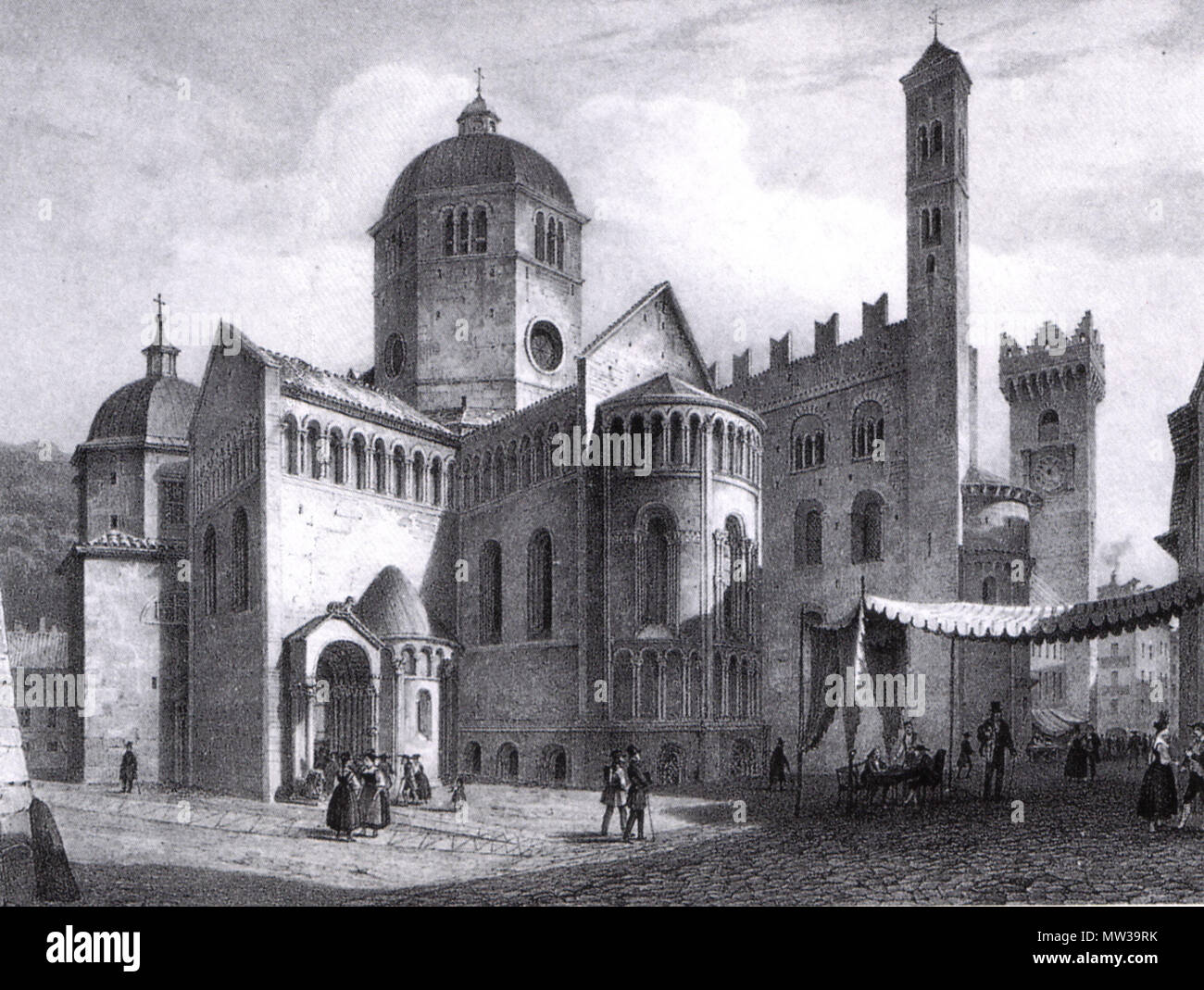 . Eastern side of the cathedral of Sain Vigilius in Trento in the XIX ...
