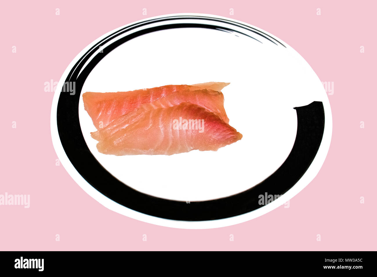 Slide fish on white dish to creative for design and decoration isolate ...