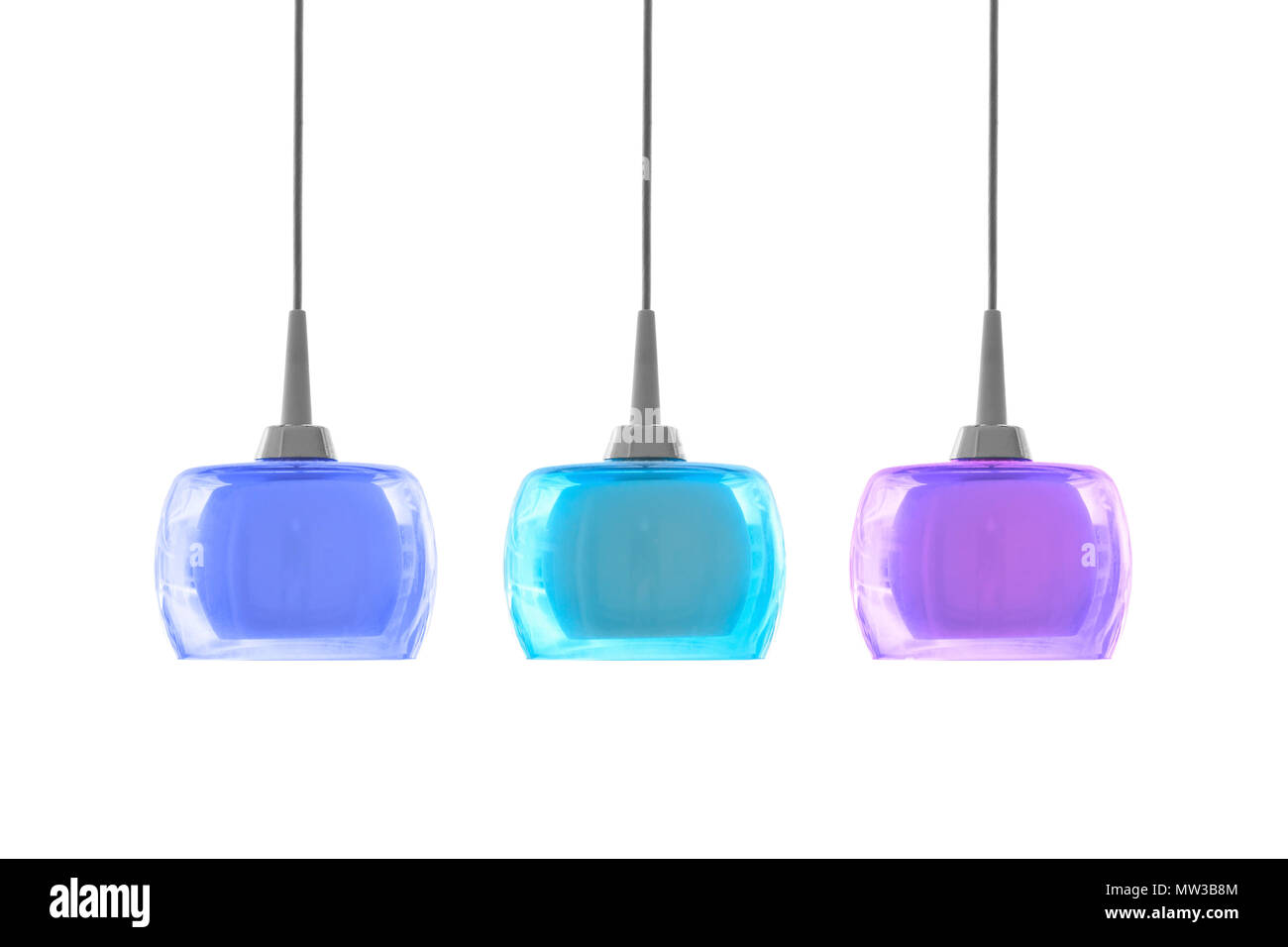 Three color modern ceiling light on white background Stock Photo - Alamy