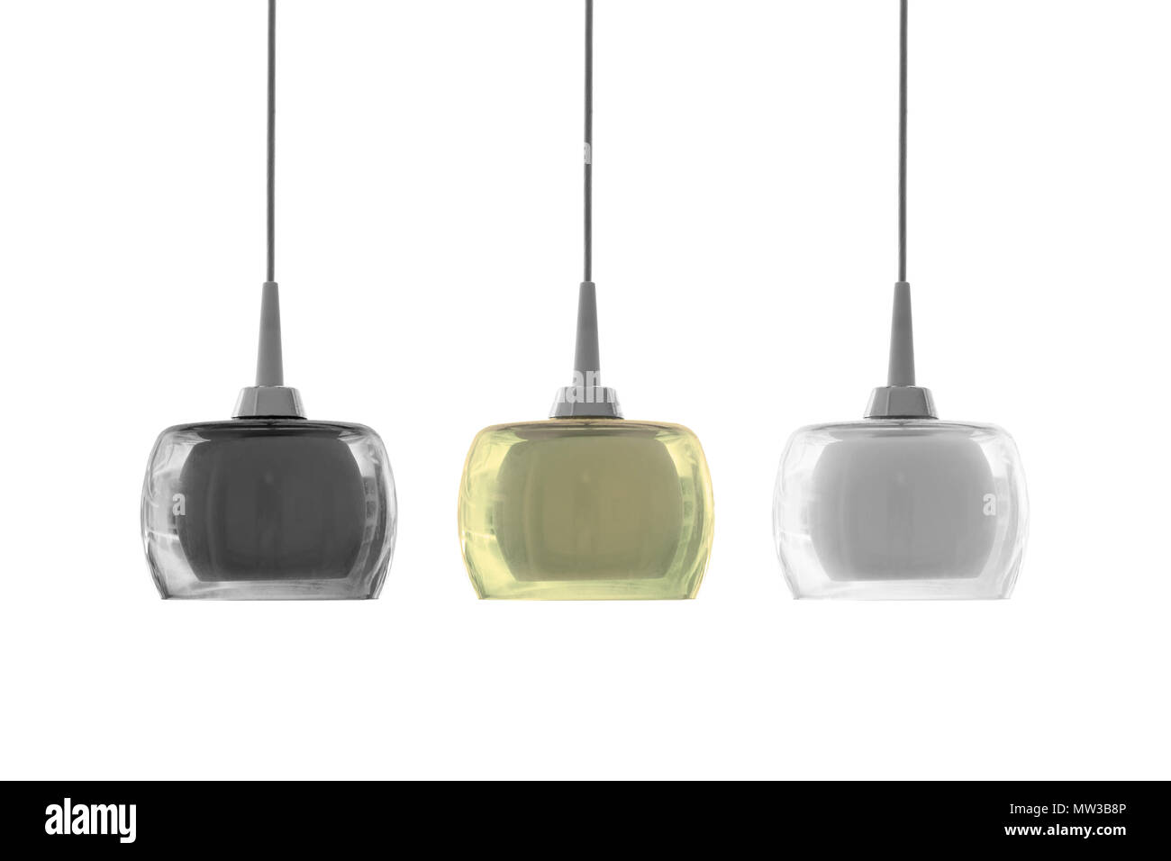 Three color modern ceiling light on white background Stock Photo - Alamy