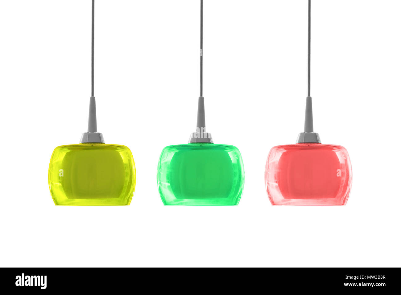 Three color modern ceiling light on white background Stock Photo - Alamy