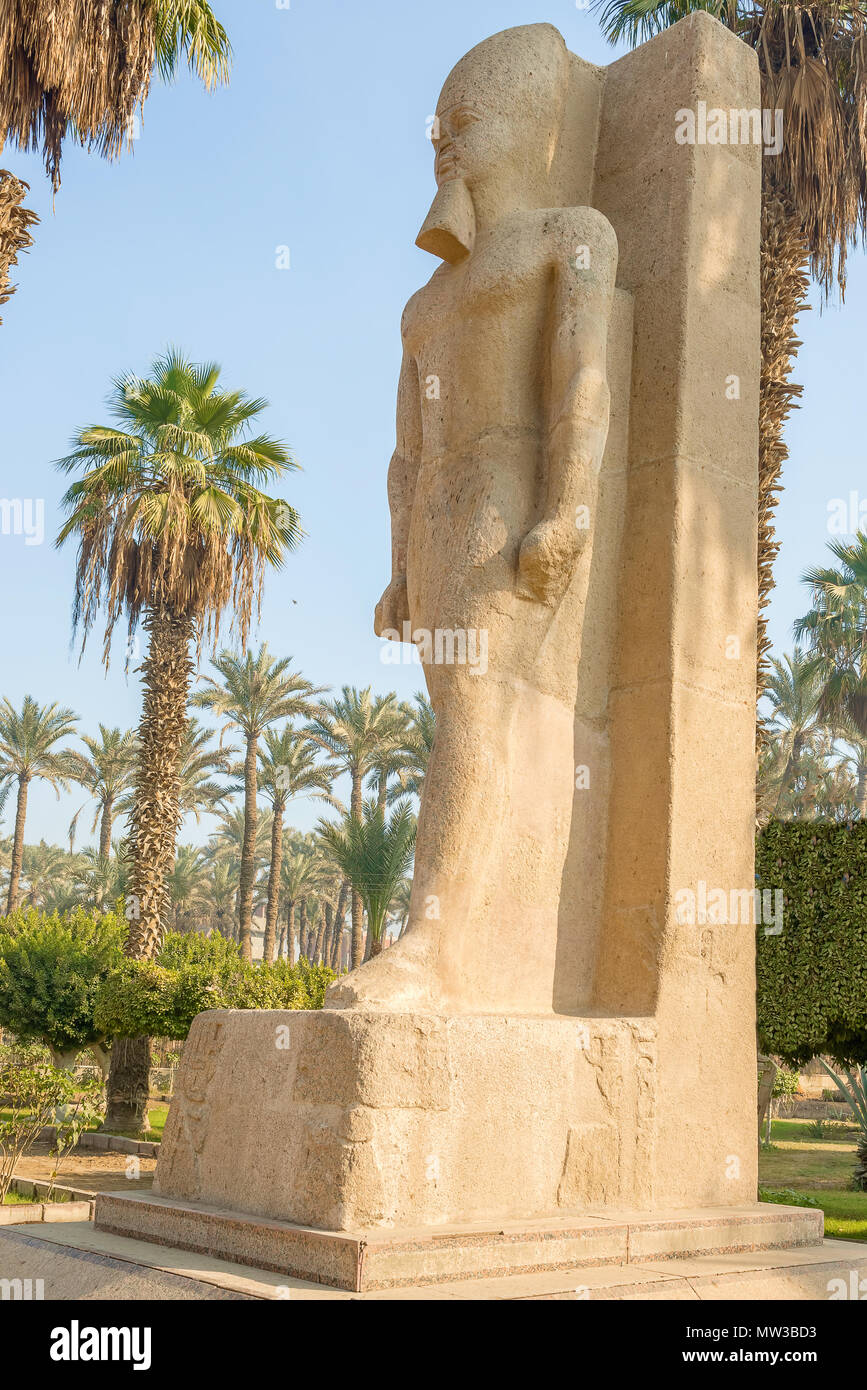 Standing statue of Ramses II in open air museum of Memphis, Egypt Stock ...