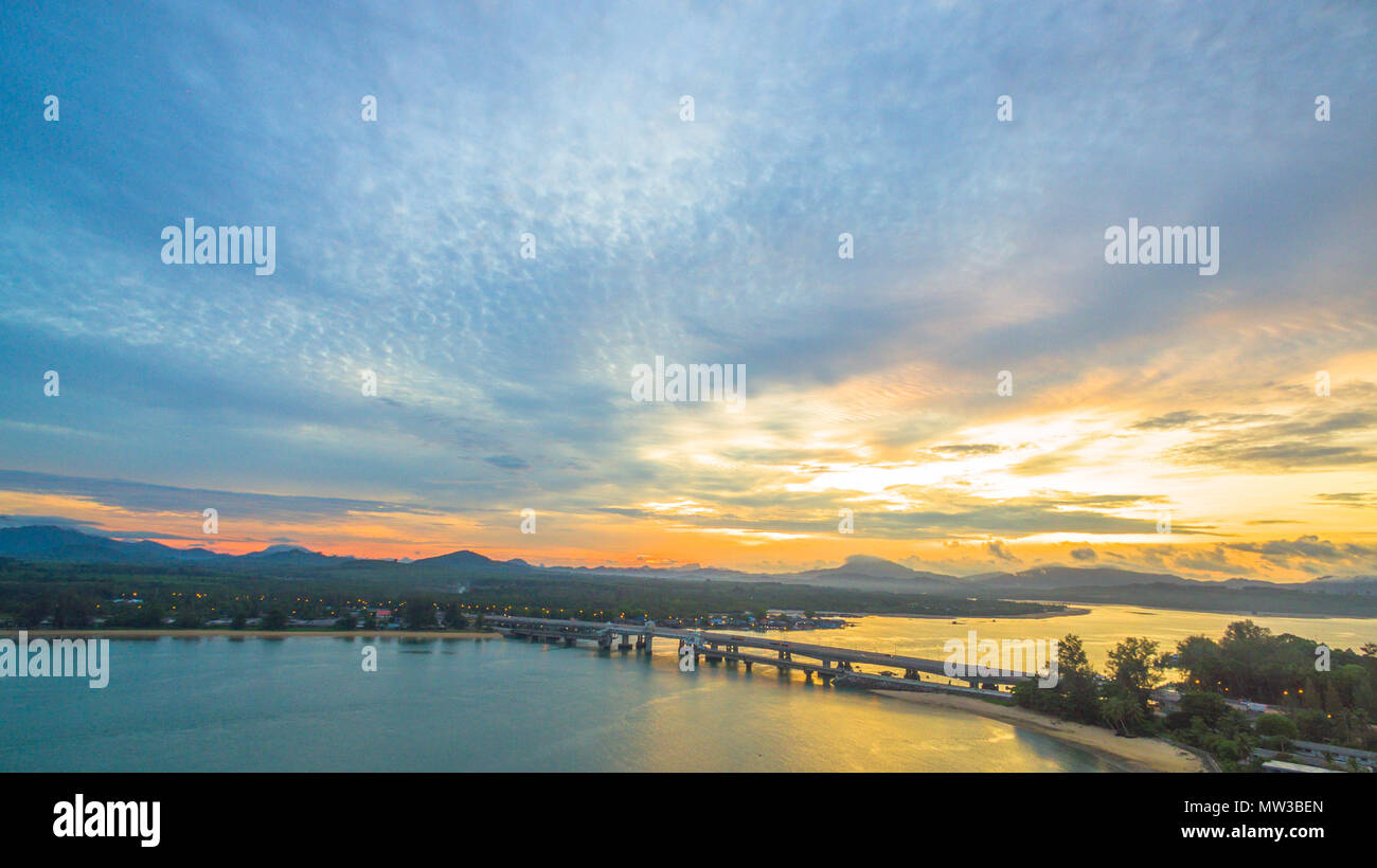 Aerial photography Sarasin Bridge connect Phang Nga province to Phuket ...