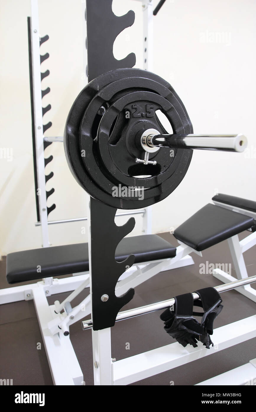 Barbell ready to workout in gym room Stock Photo - Alamy