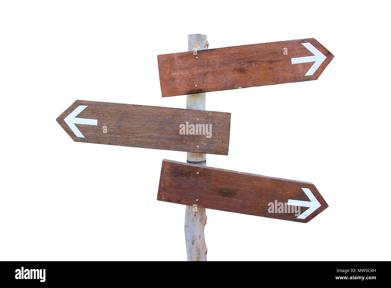 various empty wooden sign on white background Stock Photo - Alamy