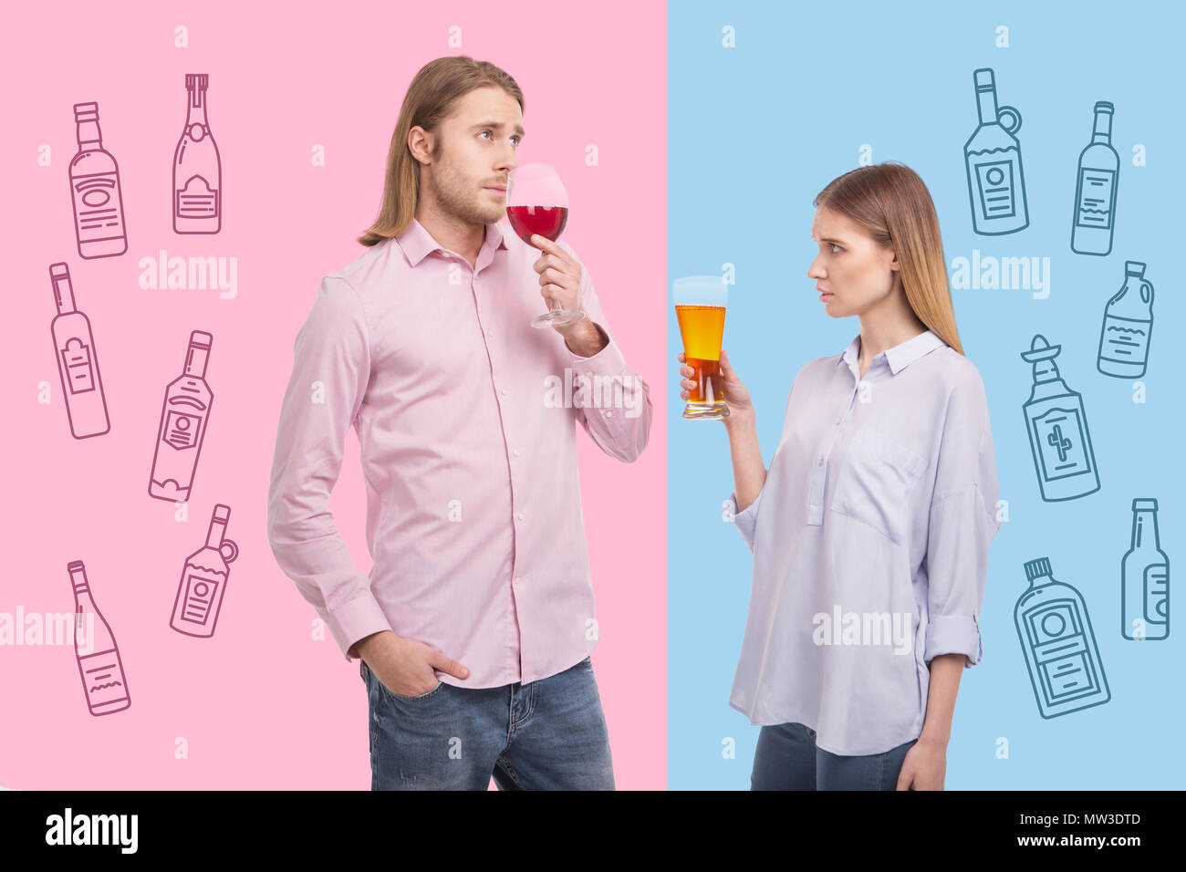 Calm couple relaxing while drinking alcohol Stock Photo - Alamy