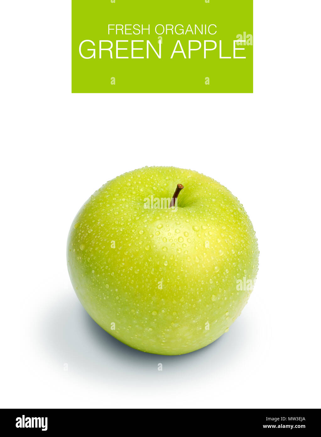 Green apple on a white background Stock Photo - Alamy