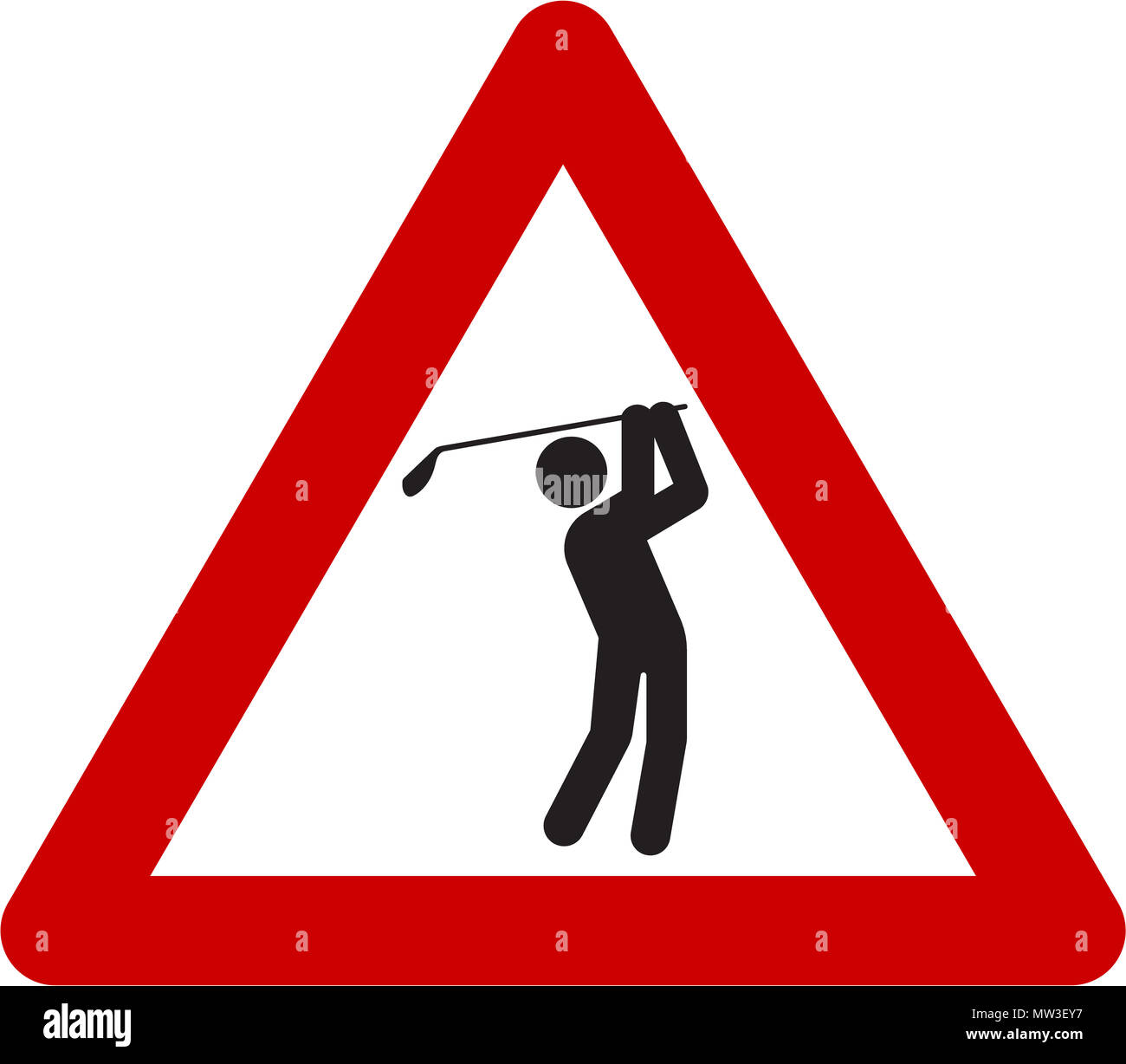 Warning sign with golfers symbol Stock Photo - Alamy