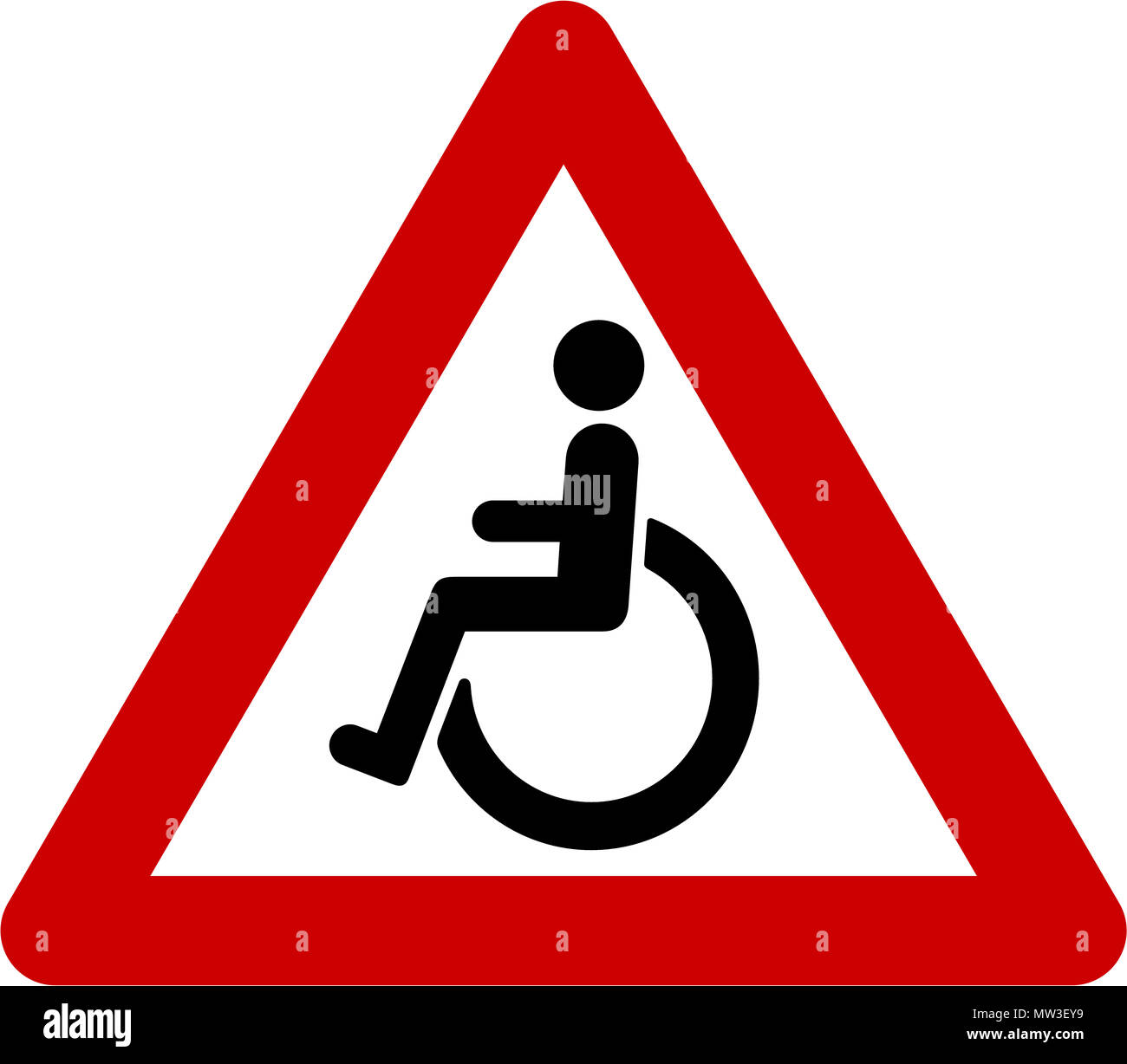 Warning sign with disabled people symbol Stock Photo - Alamy