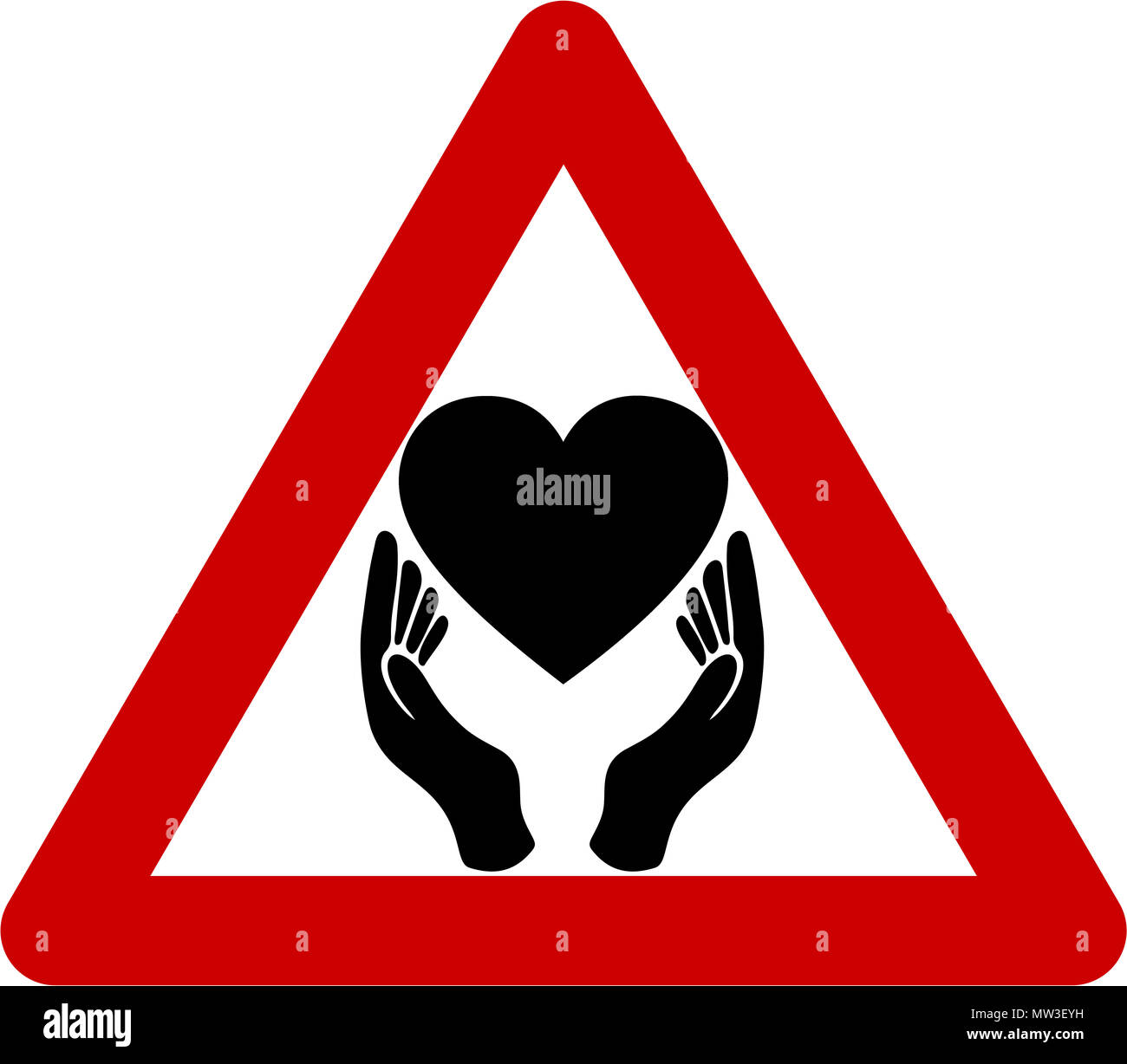 Warning sign with peace symbol Stock Photo - Alamy
