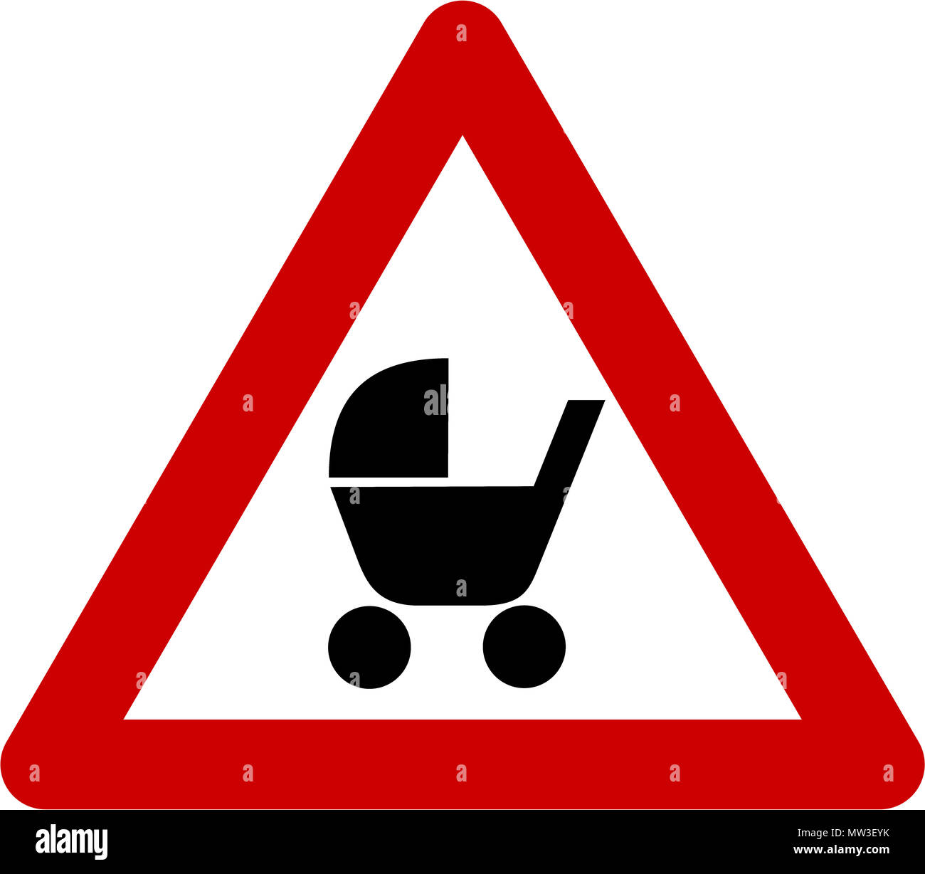 Warning sign with stroller symbol Stock Photo - Alamy