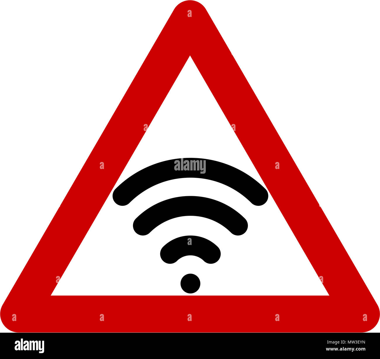 Warning sign with wireless symbol Stock Photo - Alamy