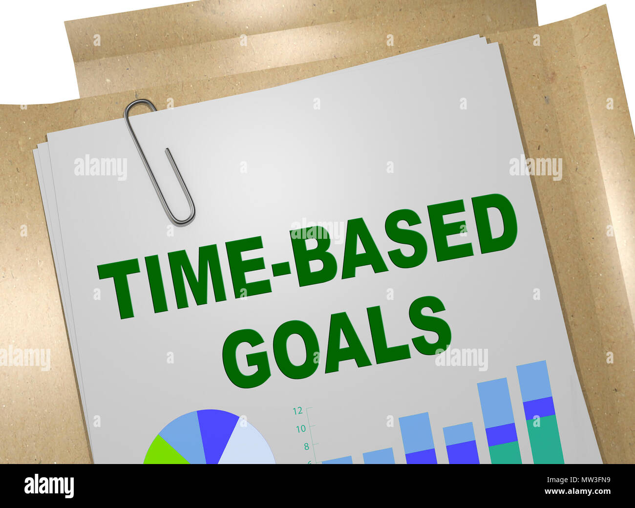 3D illustration of TIME-BASED GOALS title on business document Stock ...