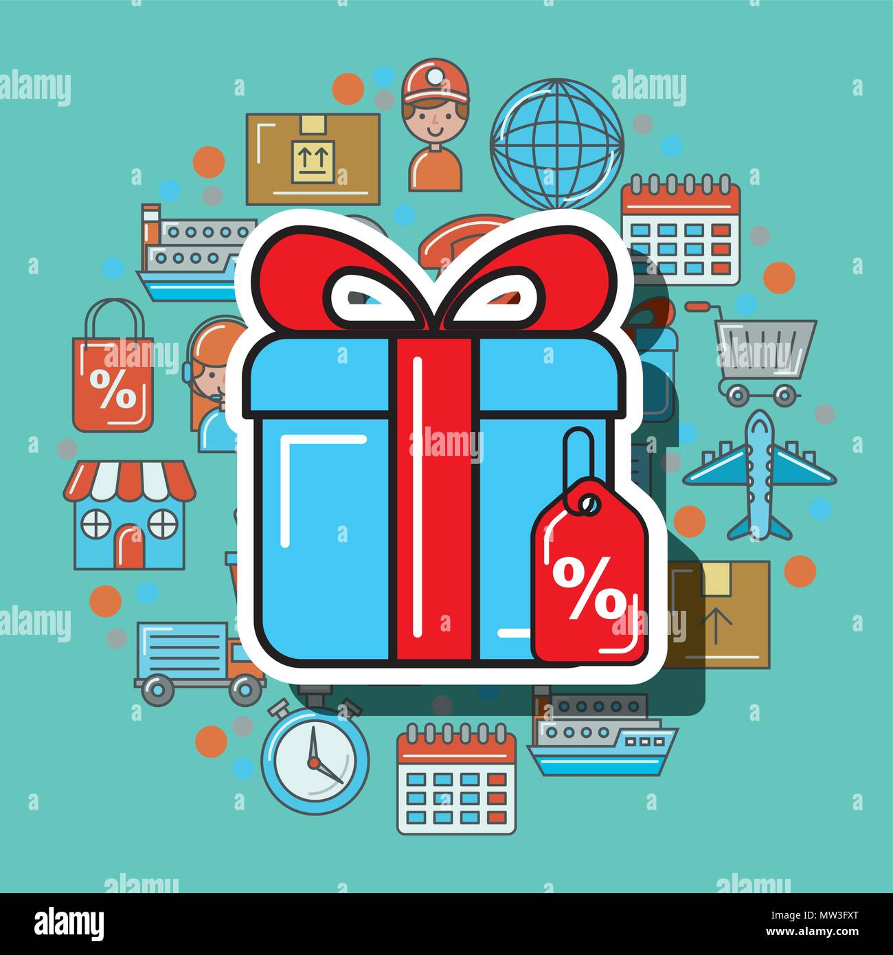 gift box and tag price logistic and delivery Stock Vector Image & Art ...