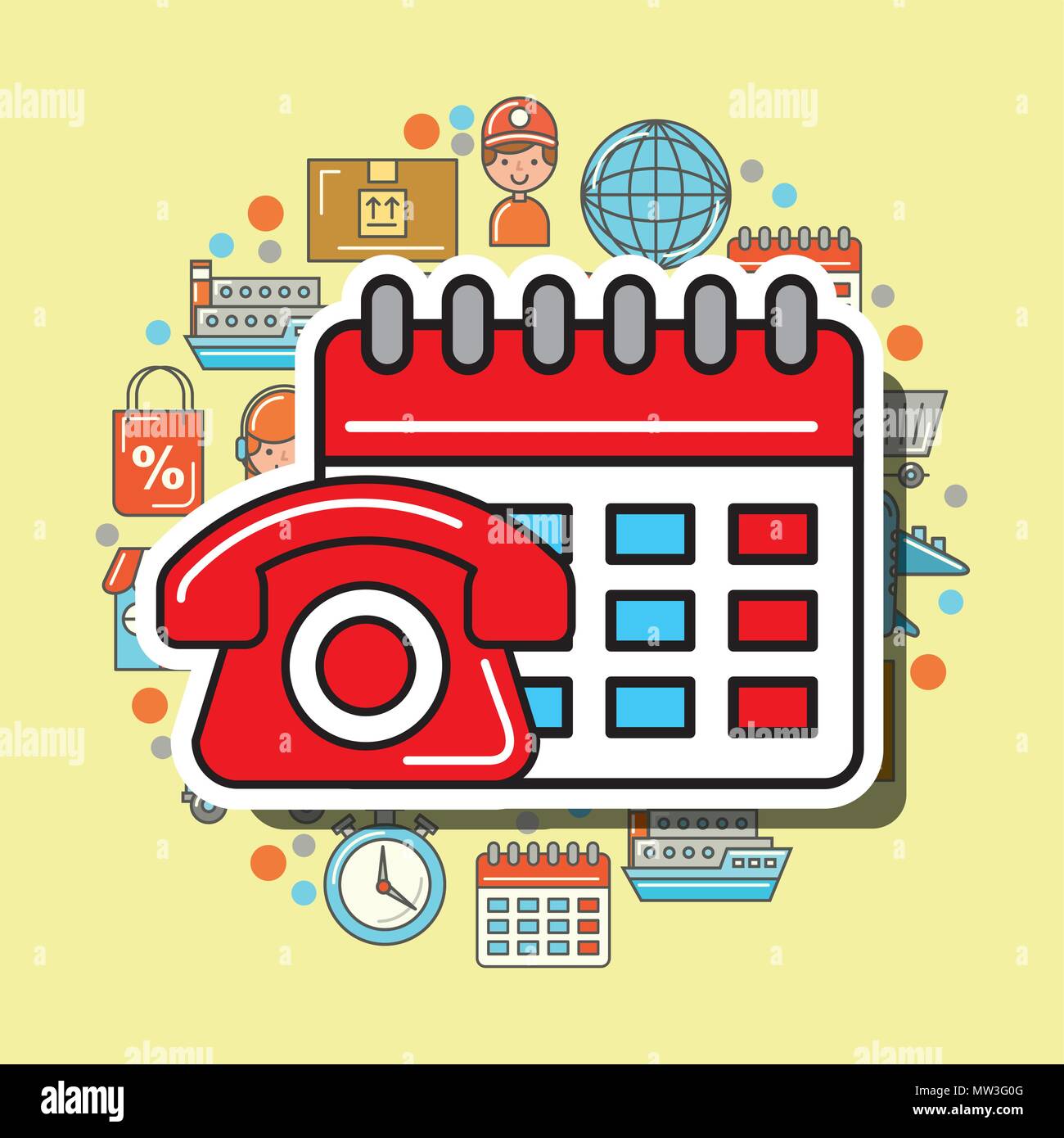 telephone and calendar service logistic and delivery Stock Vector Image ...