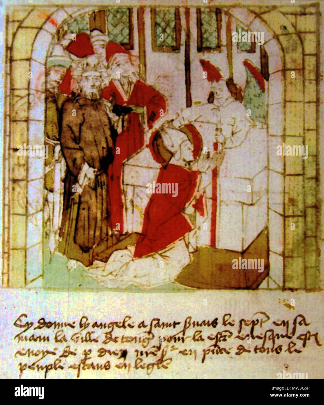 . English: Scene from the life of Saint Servatius according to legend ...