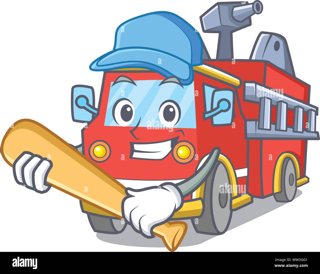 Playing baseball fire truck character cartoon Stock Vector Image & Art ...