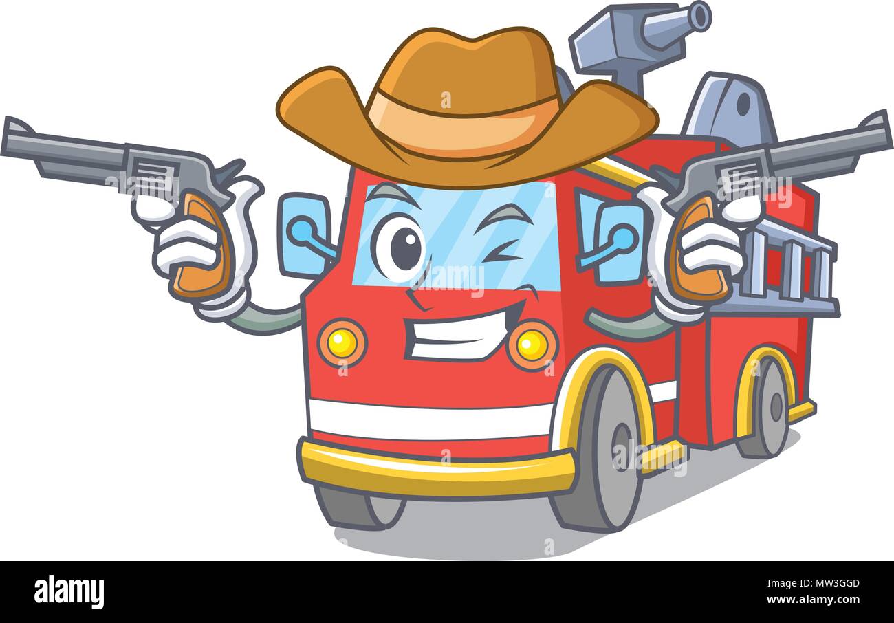 Cowboy fire truck character cartoon Stock Vector Image & Art - Alamy