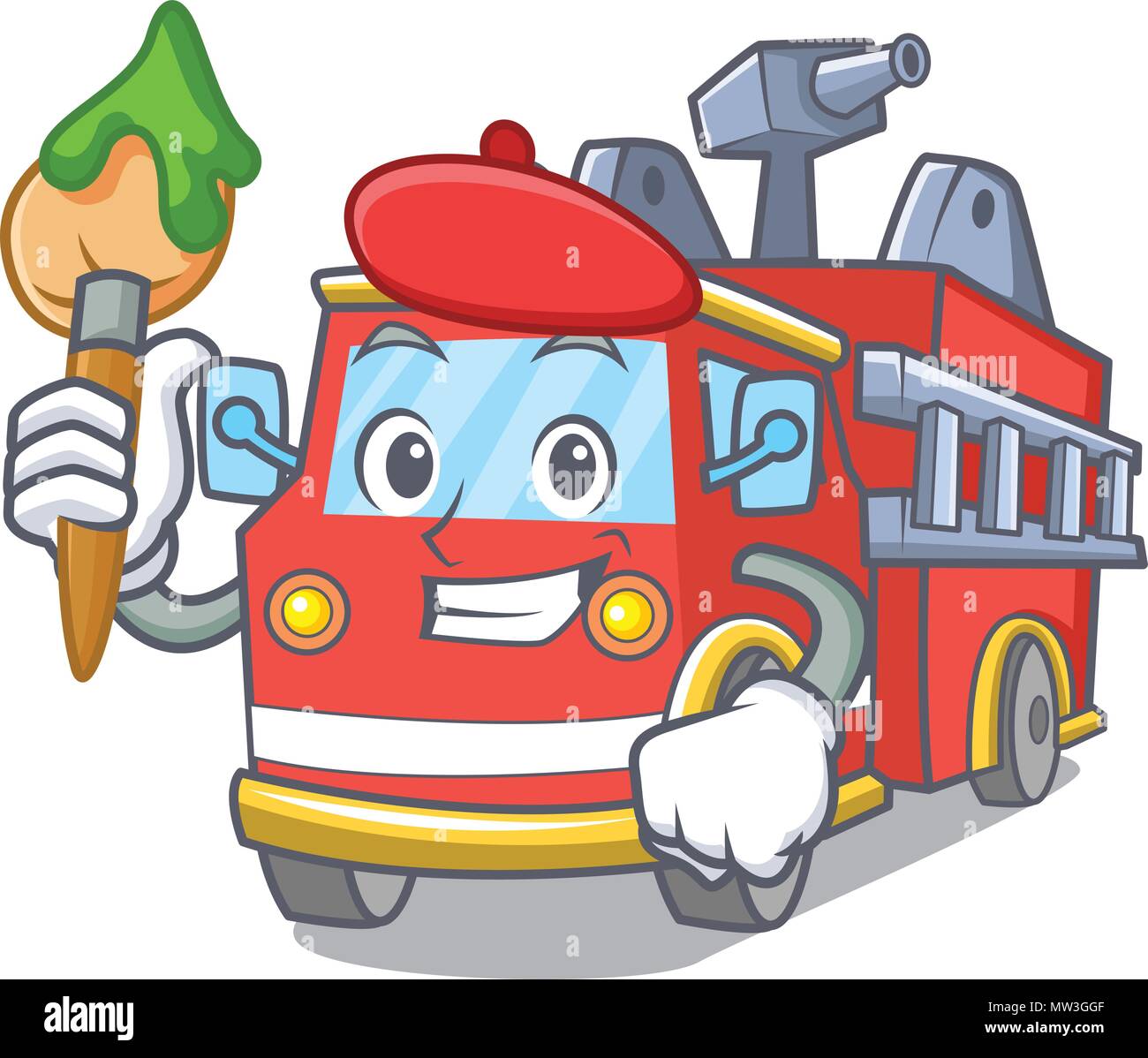 Artist fire truck character cartoon Stock Vector Image & Art - Alamy