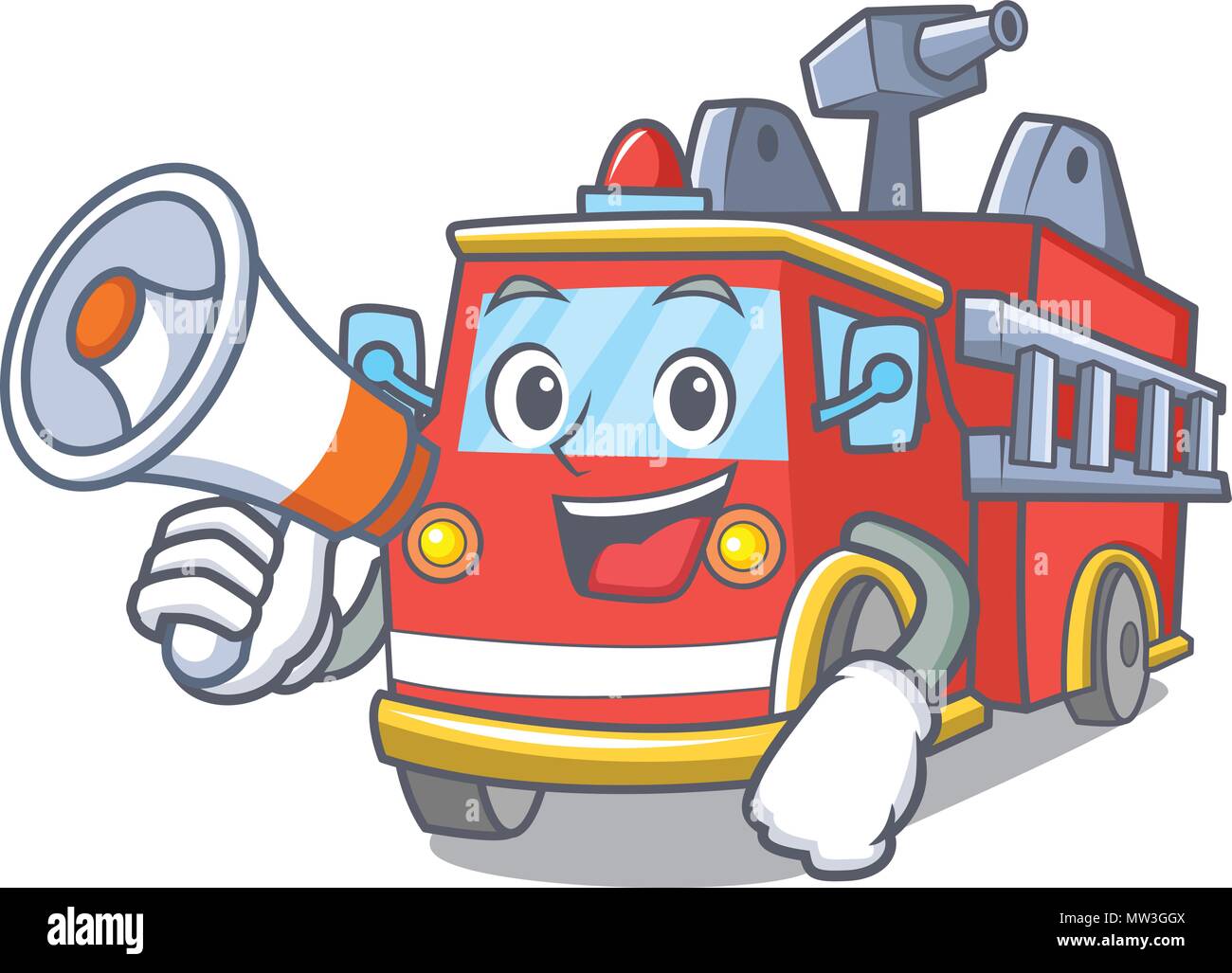 With megaphone fire truck character cartoon Stock Vector Image & Art ...