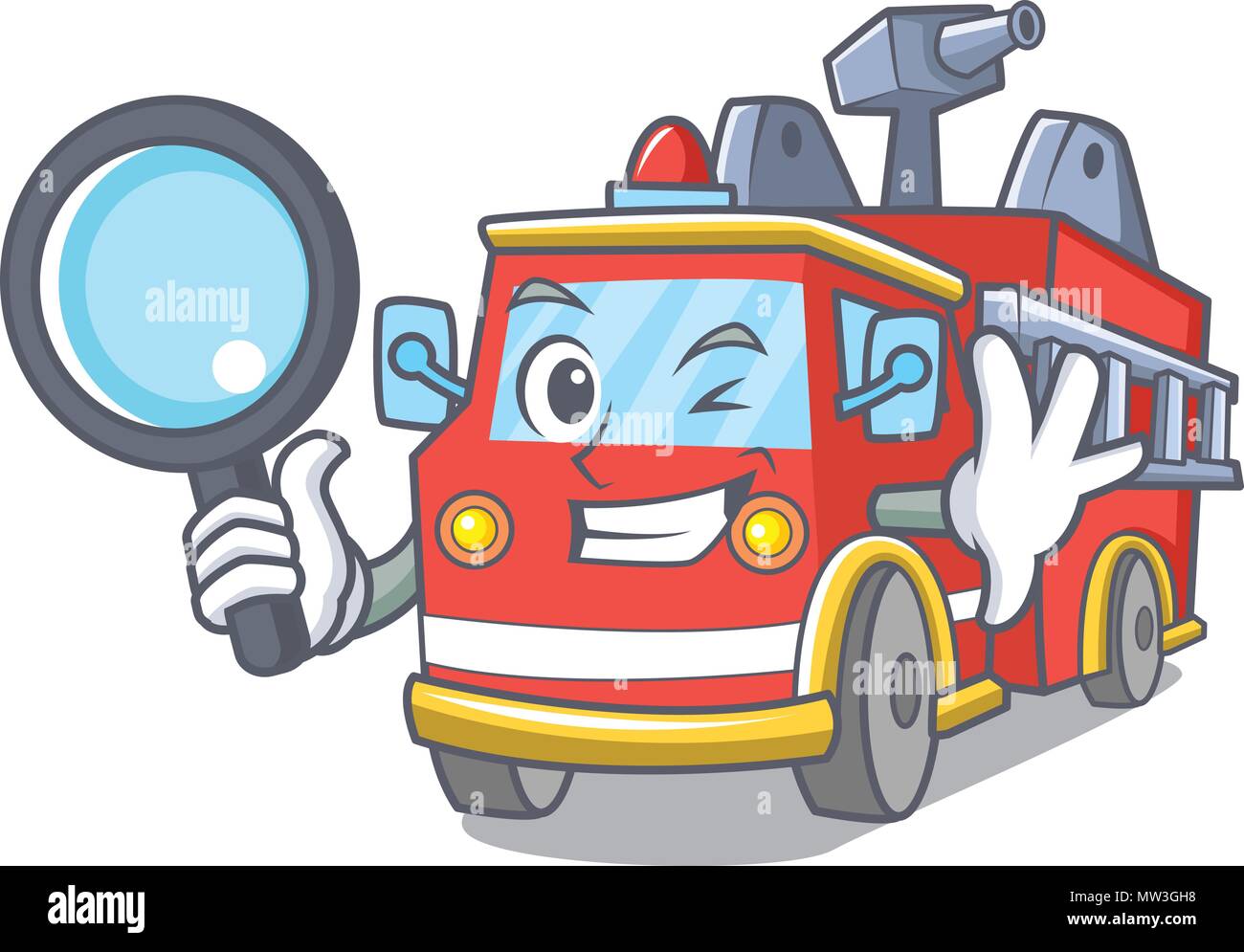 Detective fire truck character cartoon Stock Vector Image & Art - Alamy