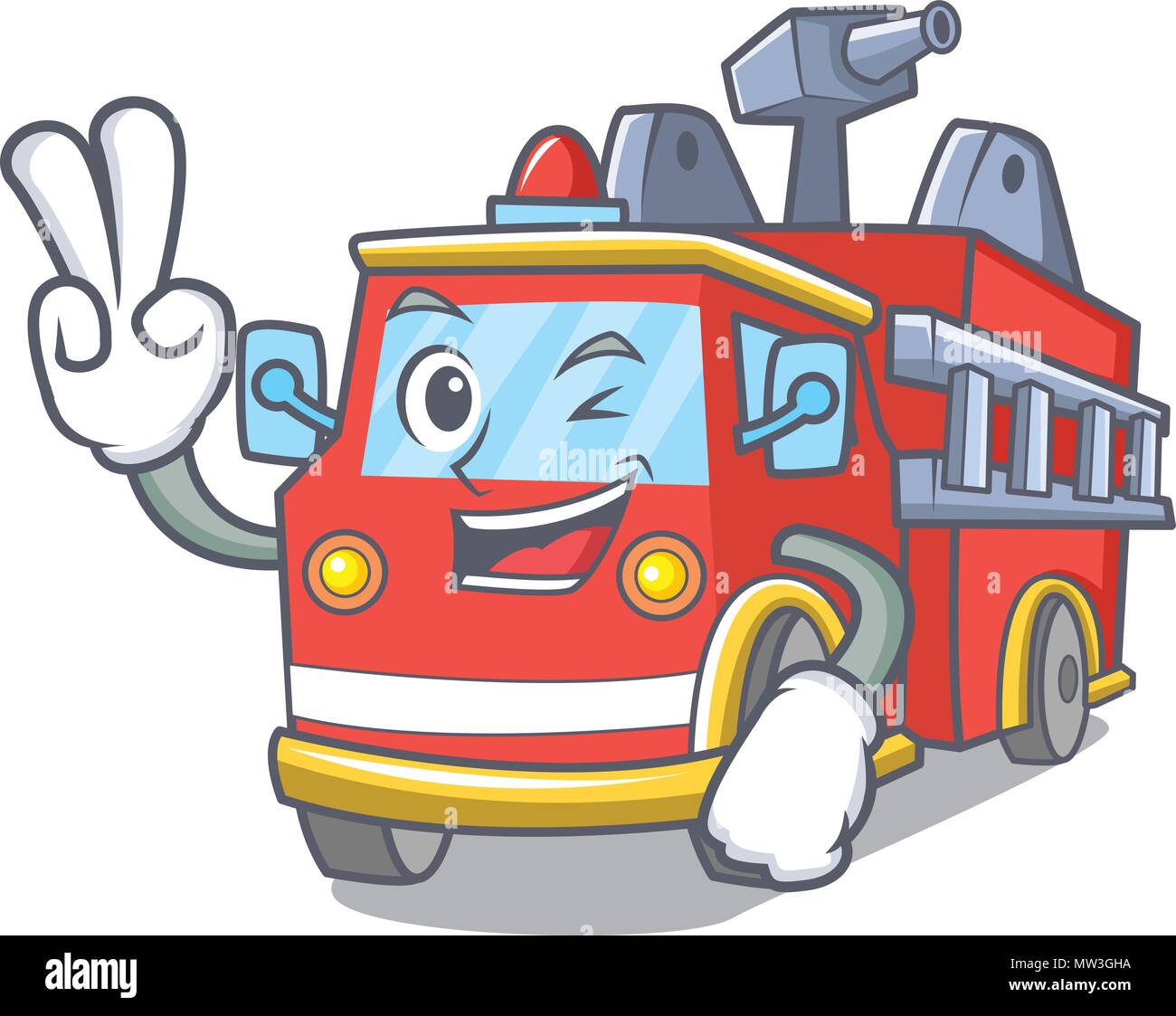 Two finger fire truck character cartoon Stock Vector Image & Art - Alamy