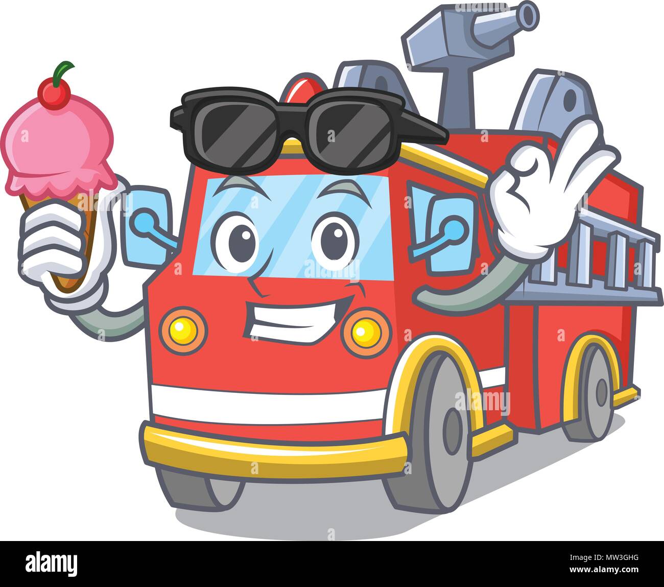 With ice cream fire truck character cartoon Stock Vector Image & Art ...