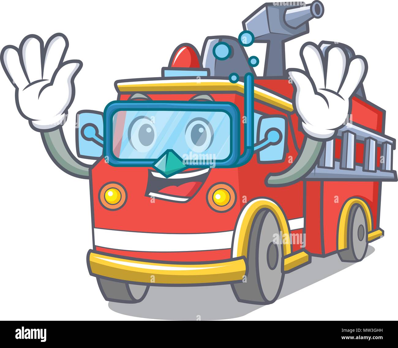 Diving fire truck character cartoon Stock Vector Image & Art - Alamy