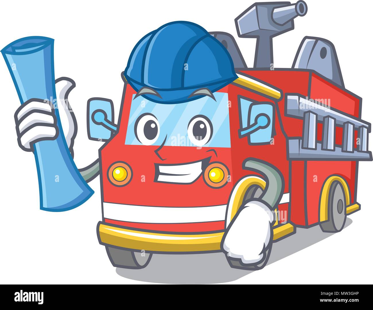 Architect fire truck character cartoon Stock Vector Image & Art - Alamy