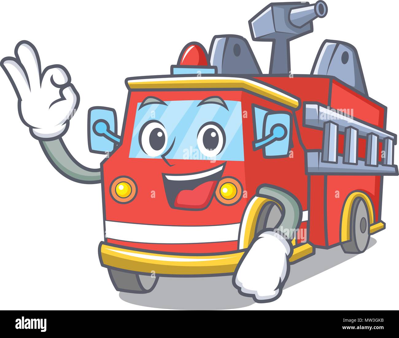 Okay fire truck character cartoon Stock Vector Image & Art - Alamy
