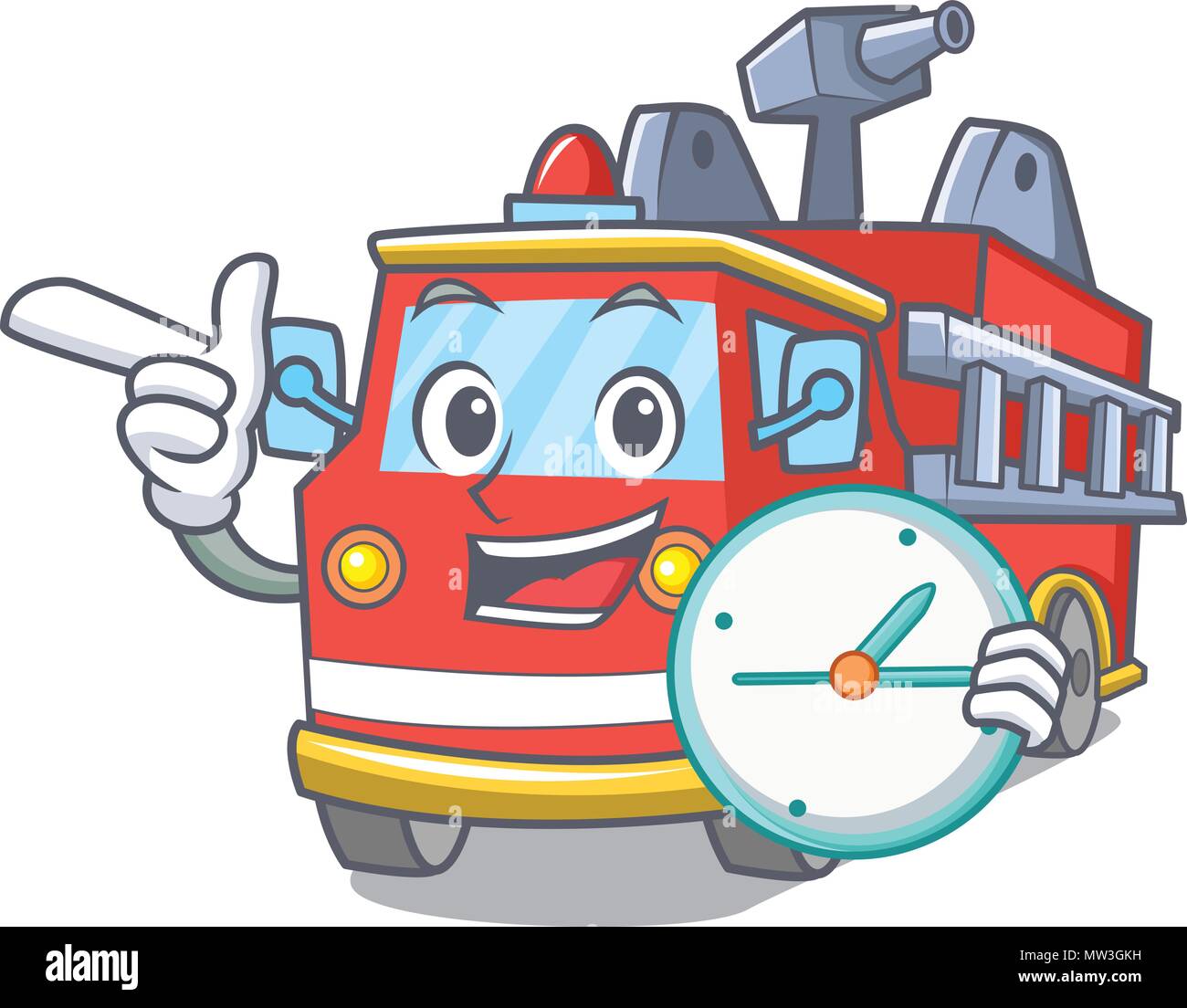 With clock fire truck character cartoon Stock Vector Image & Art - Alamy