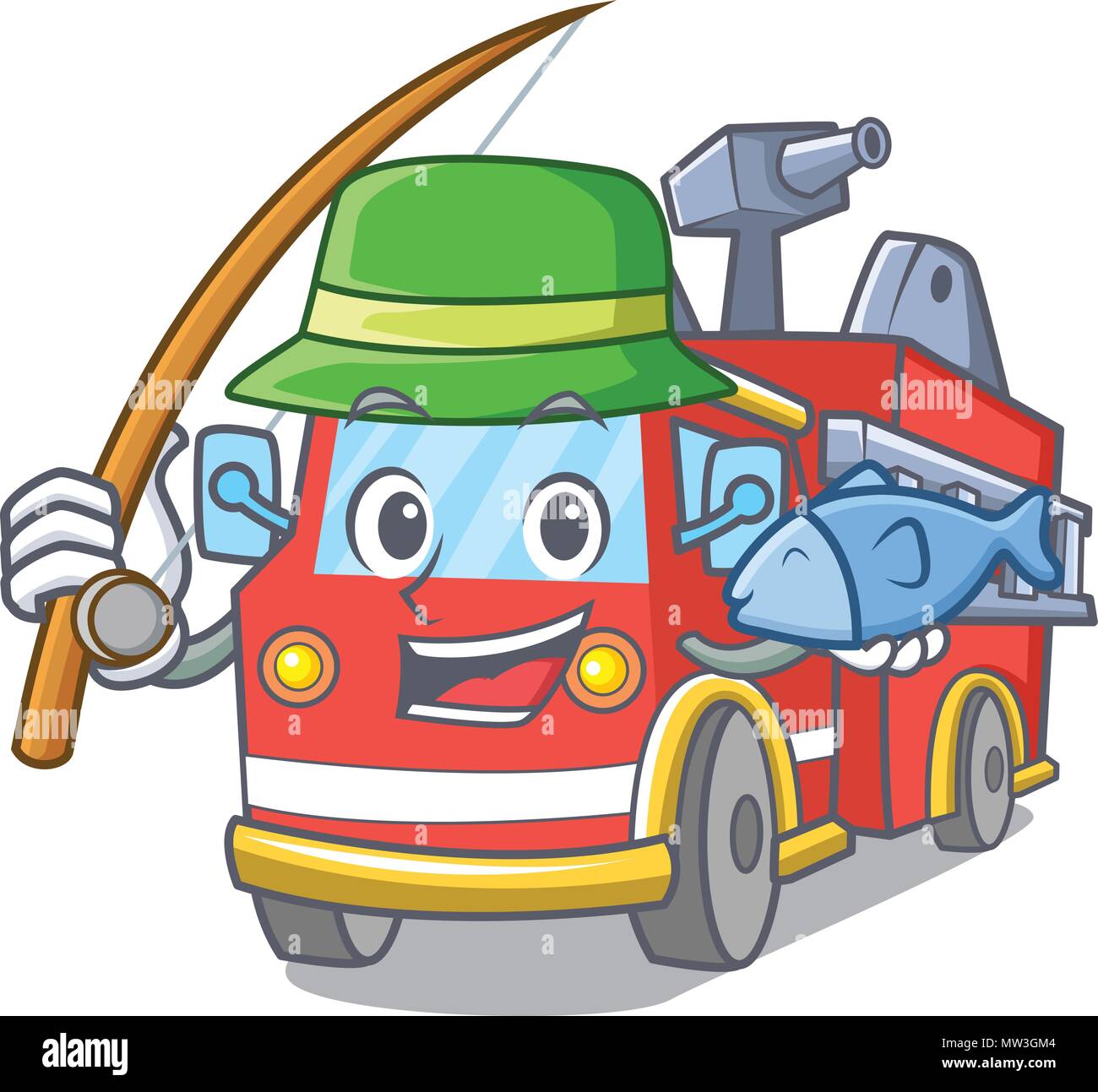 Fishing fire truck mascot cartoon Stock Vector Image & Art - Alamy
