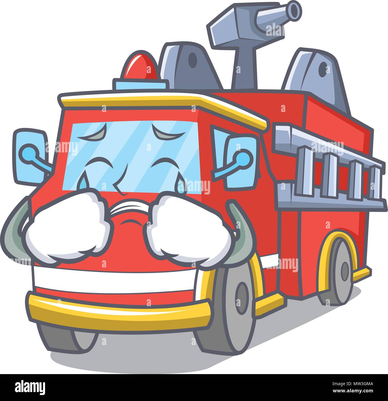 Crying fire truck mascot cartoon Stock Vector Image & Art - Alamy
