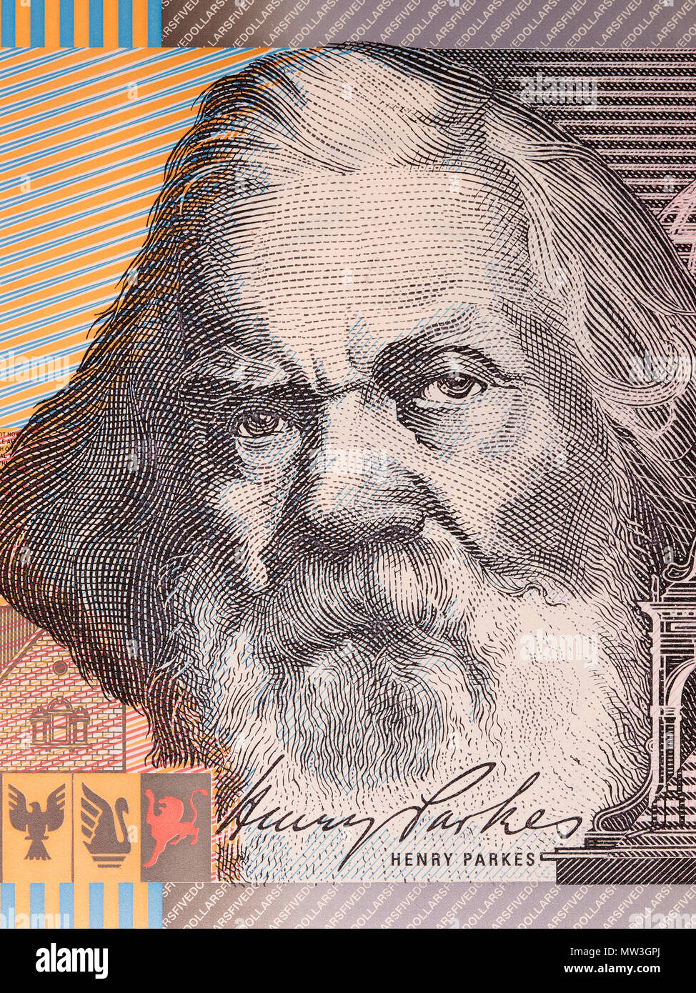 Henry Parkes portrait from Australian money Stock Photo - Alamy