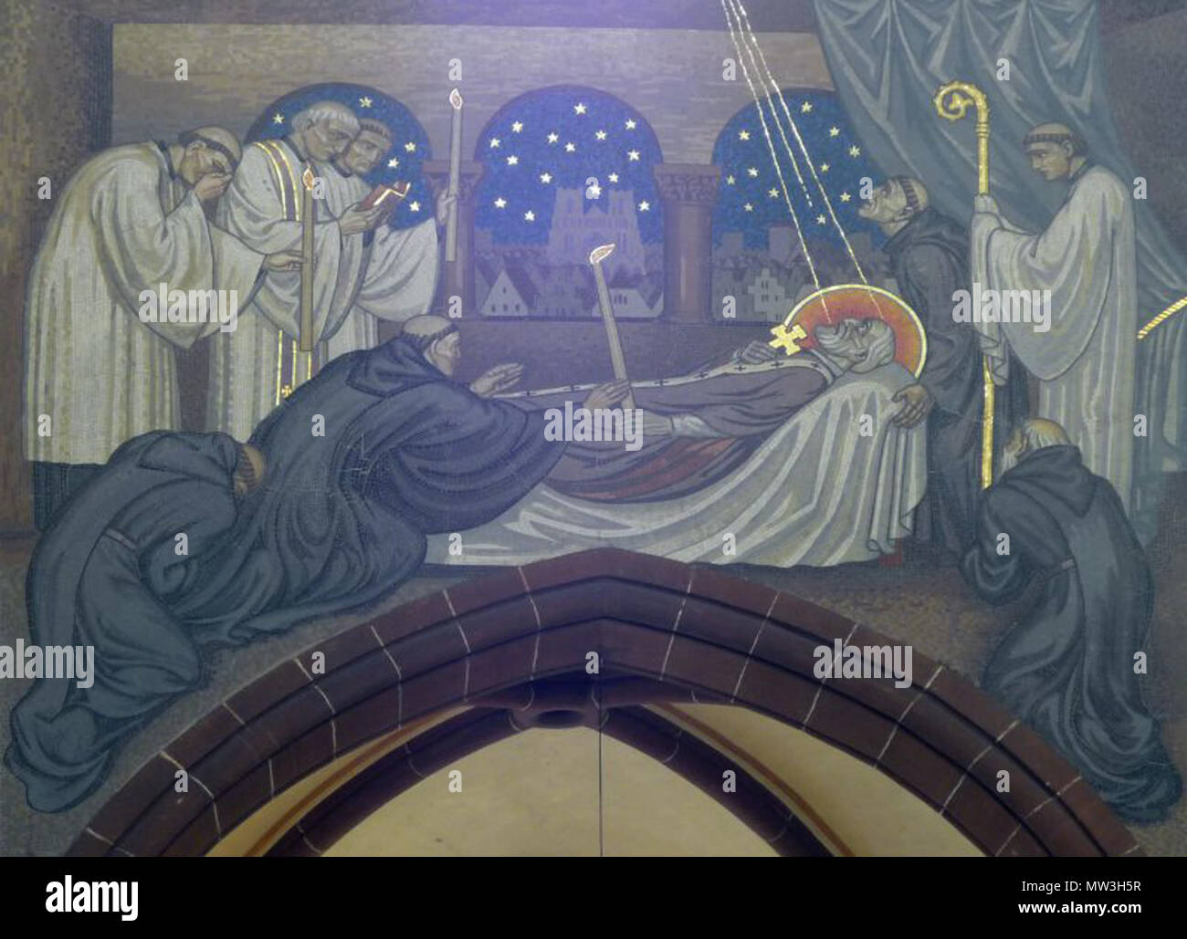 . Deutsch: Mosaik in der Lutwinuskirche in Mettlach mit der Darstellung ...