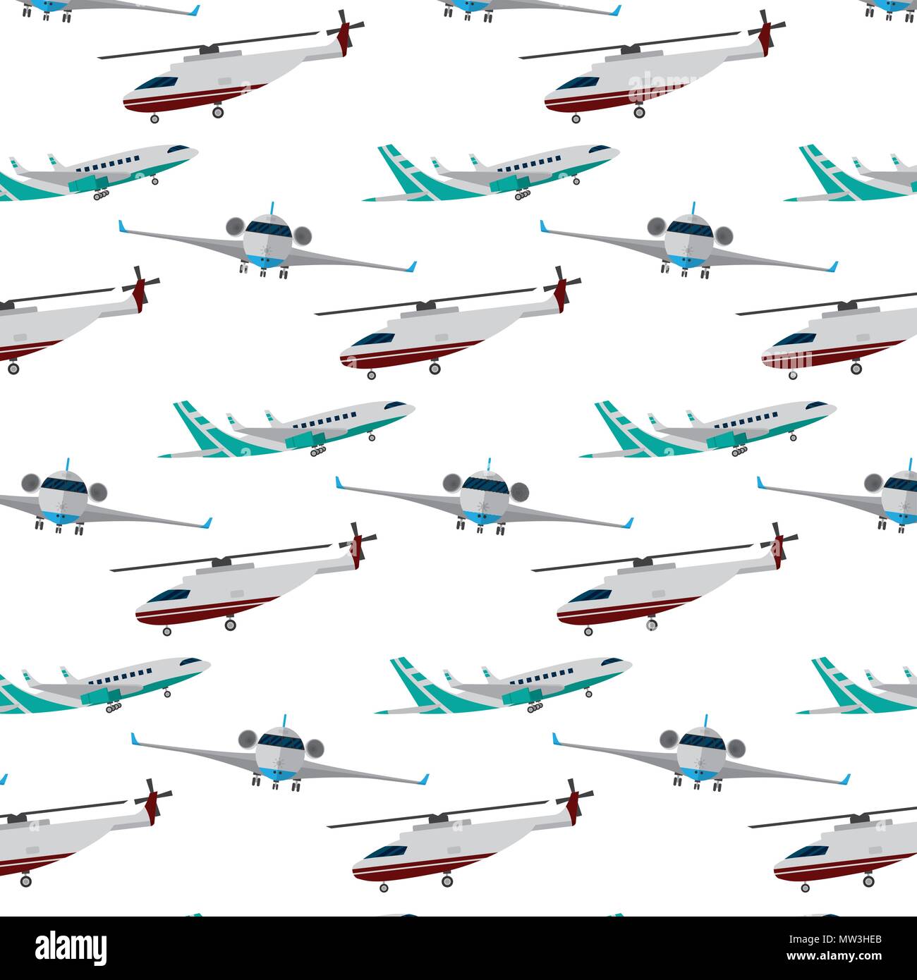 color airplane and helicopter travel transport background Stock Vector ...