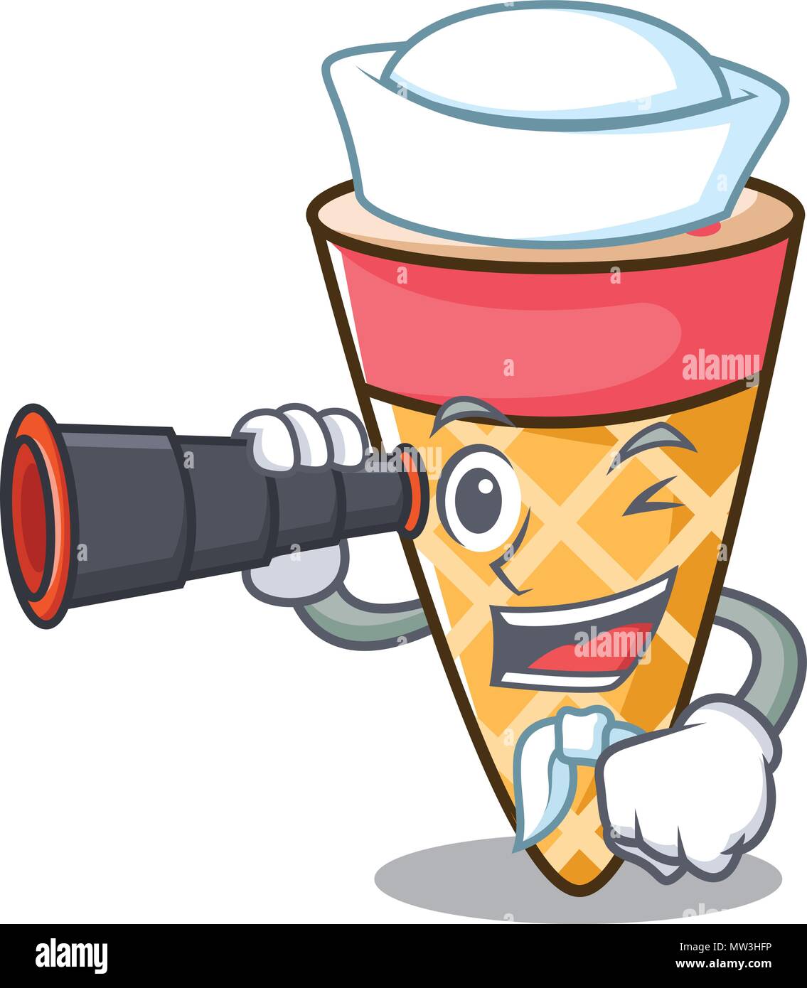 Sailor with binocular ice cream tone mascot cartoon Stock Vector Image ...