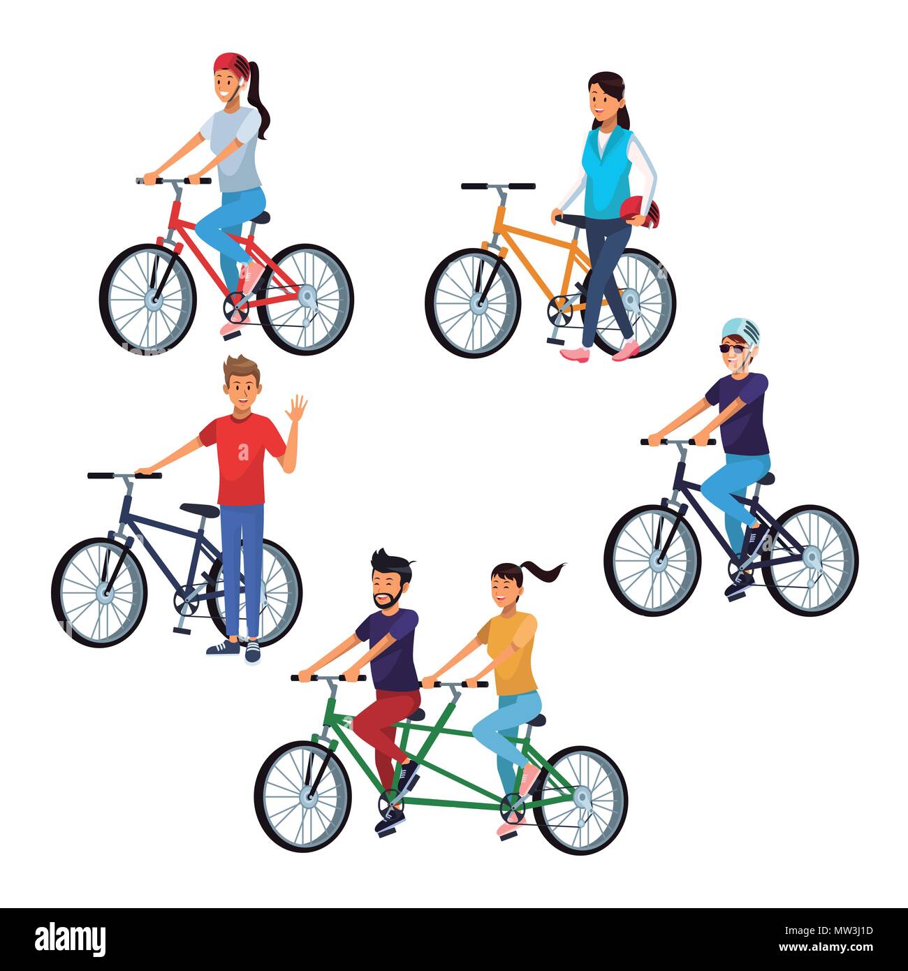 People riding bikes Stock Vector Images - Alamy